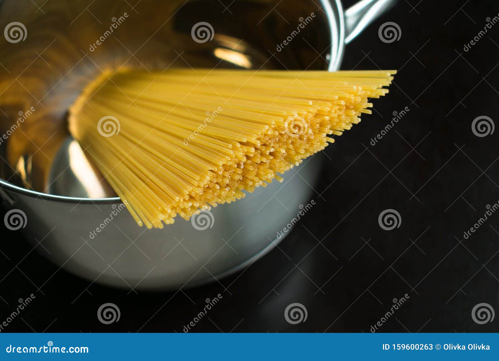 Spaghetti in Pot Top View. Close-up. Stock Image - Image of spaghetti ...