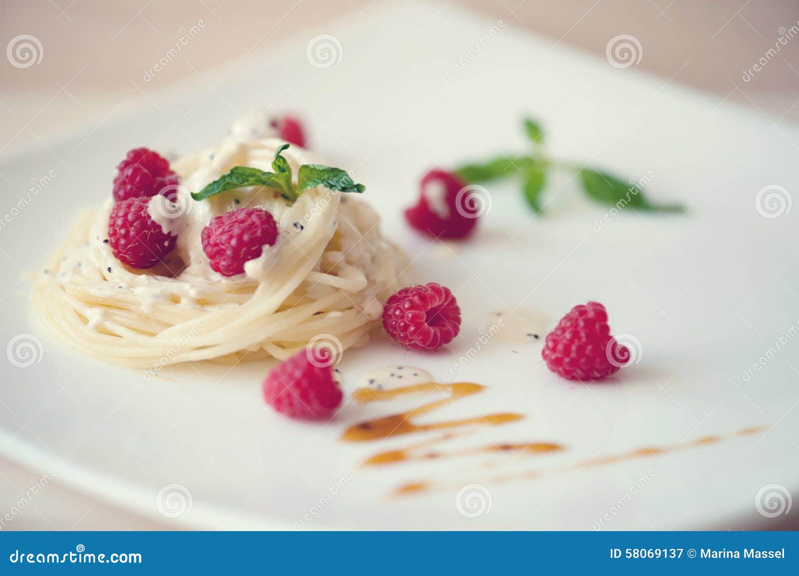 Spaghetti with Raspberry in Cream Sauce Stock Image - Image of cooked ...