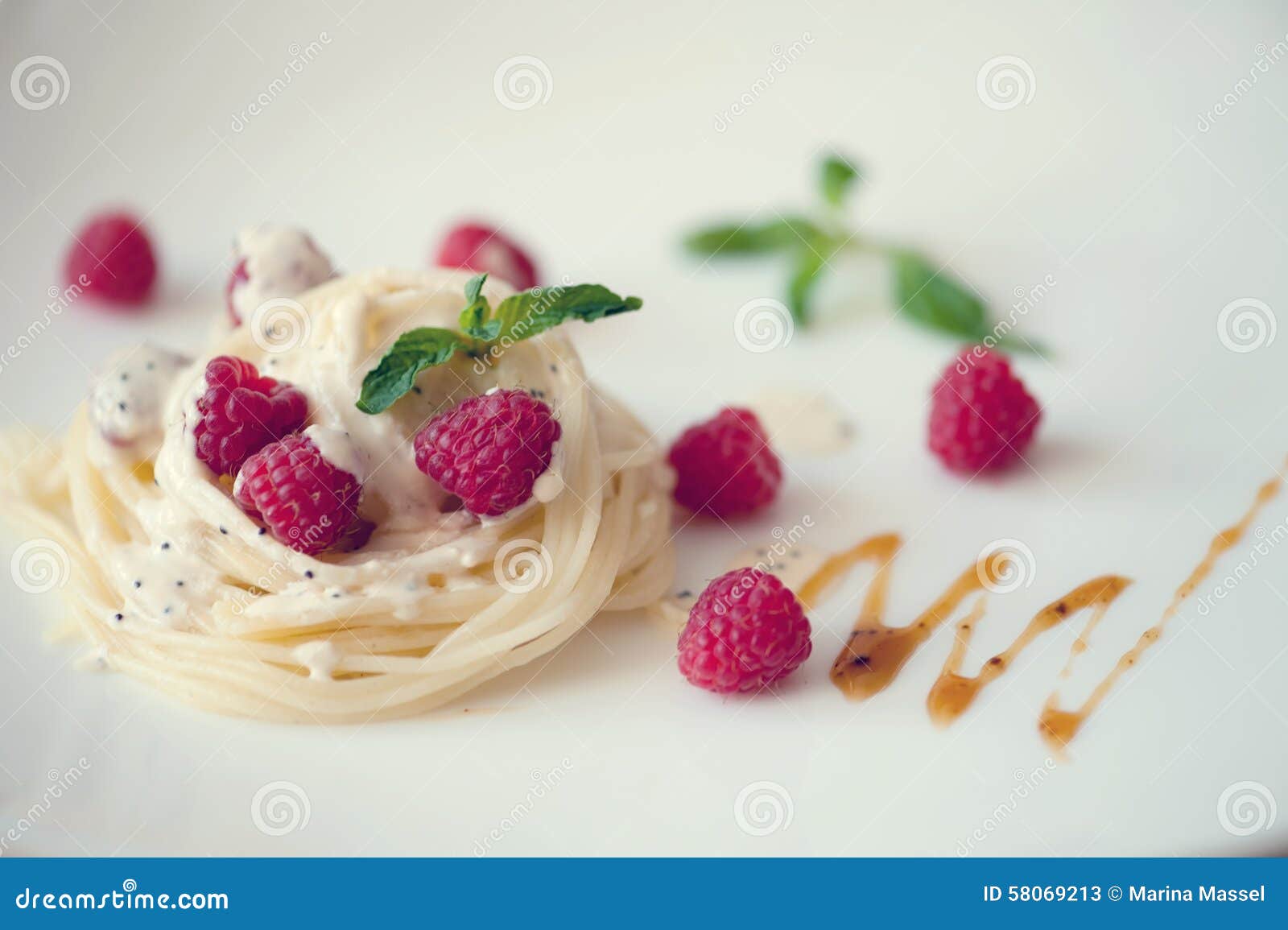 Spaghetti with Raspberry in Cream Sauce Stock Image - Image of cream ...