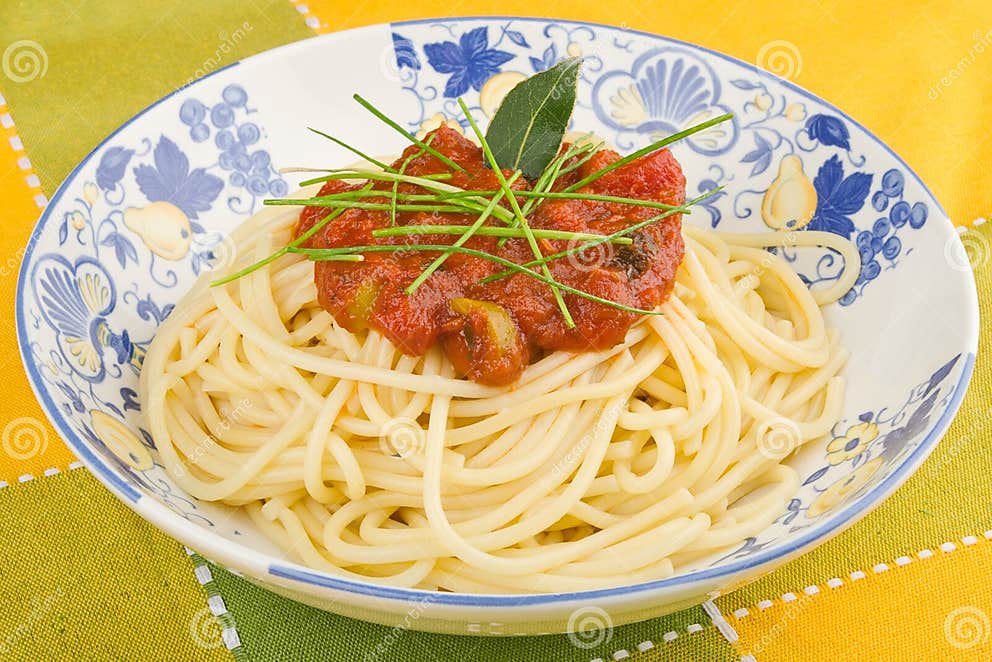 Spaghetti with red sauce stock image. Image of decor - 20487737