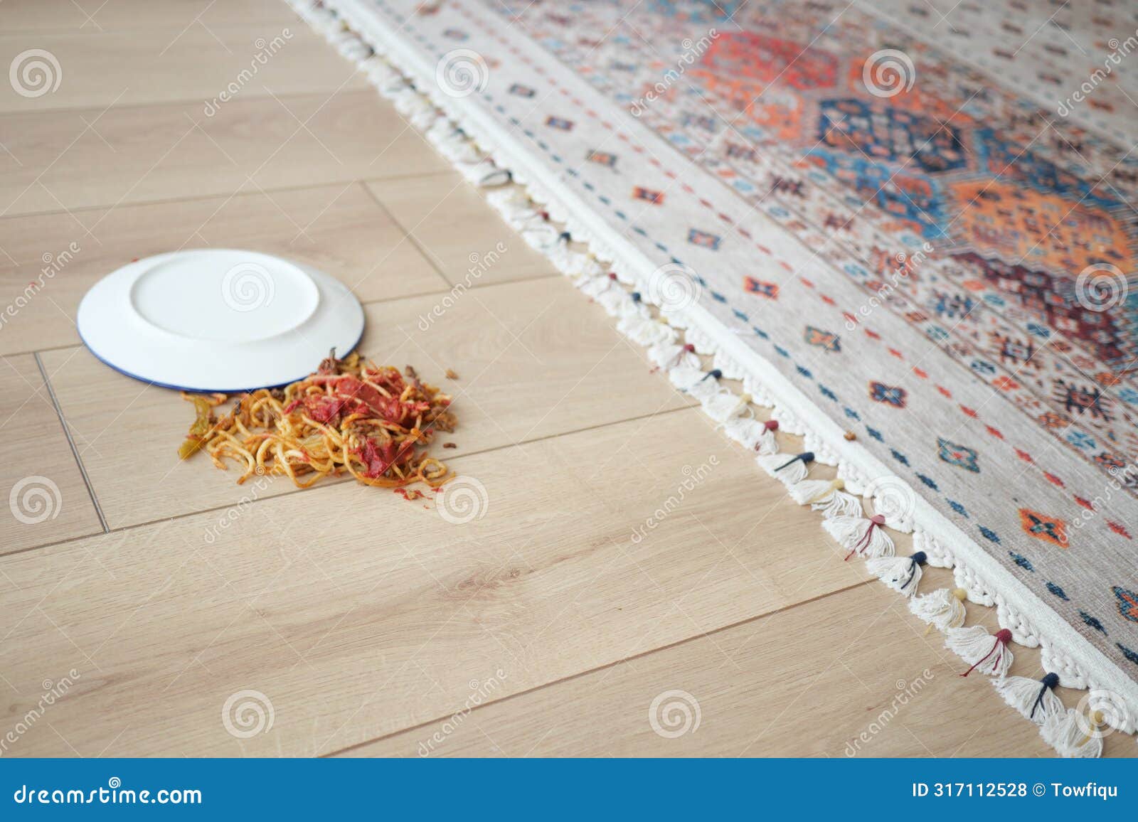 Spaghetti and Sauce Spilled on Floor. Stock Photo - Image of misfortune ...