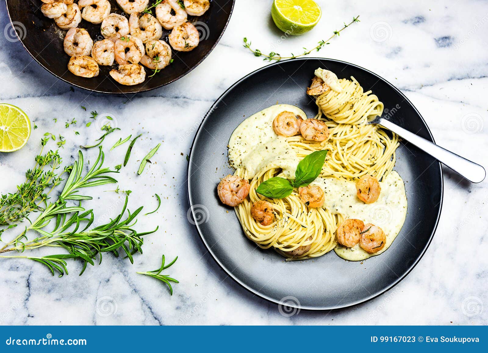 Spaghetti with Shrimps Twirled on Fork Stock Image - Image of fork ...