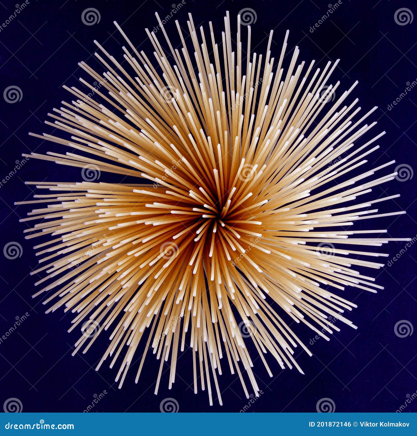 Spaghetti Spread in a Circle on a Blue Background Form a Beautiful ...