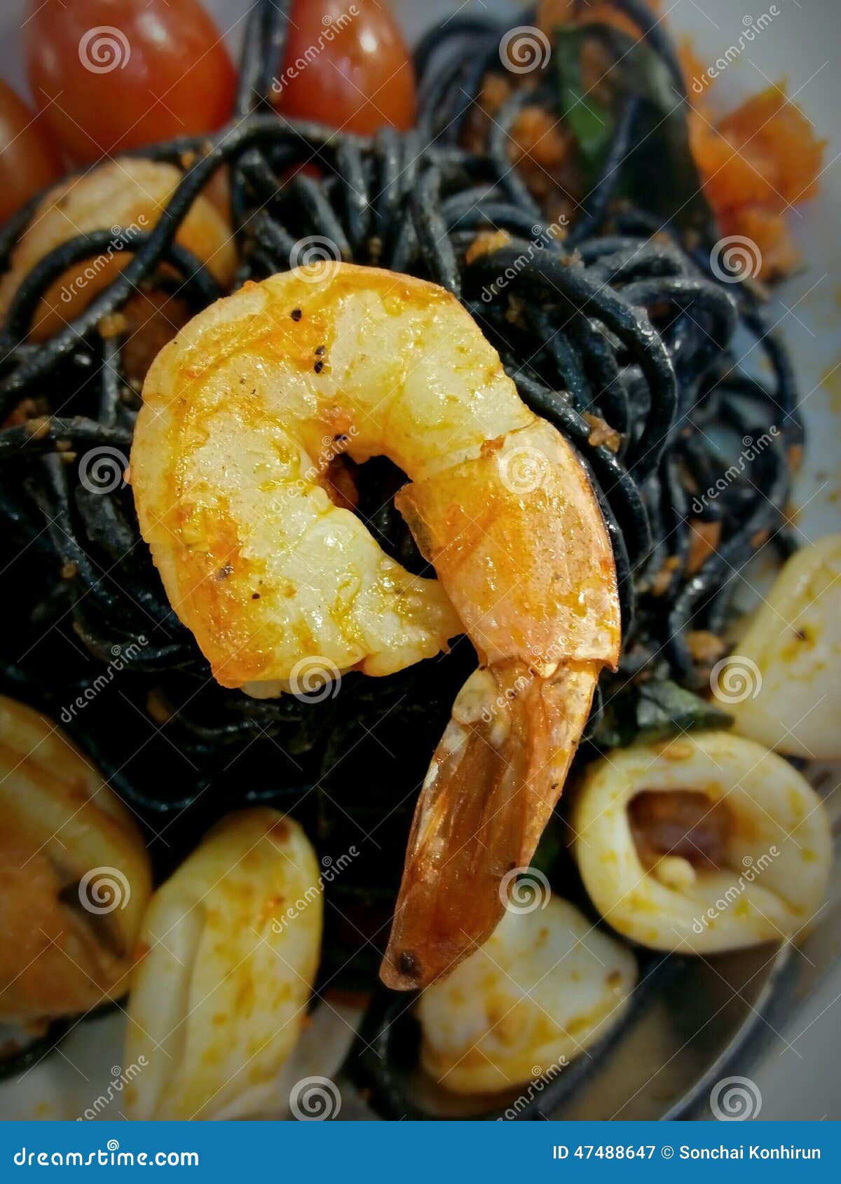 Spaghetti Strands Black Ink Stock Image - Image of fennel, fried: 47488647