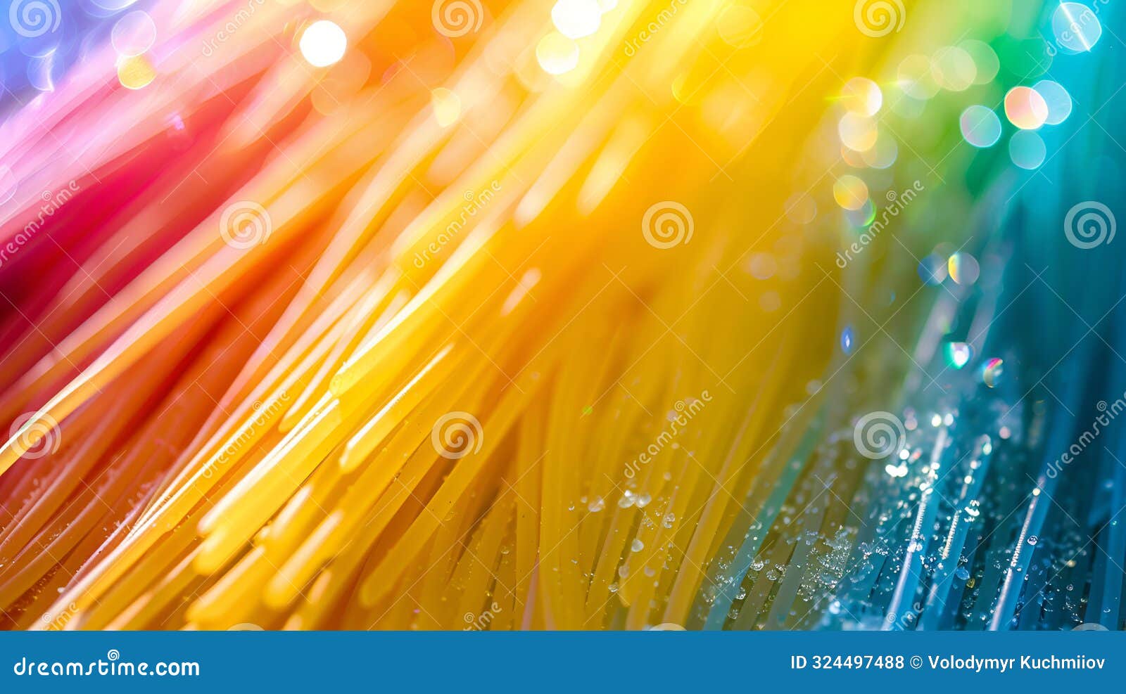 Spaghetti Stretched Lengthwise, a Rainbow-colored Light Falls on the ...