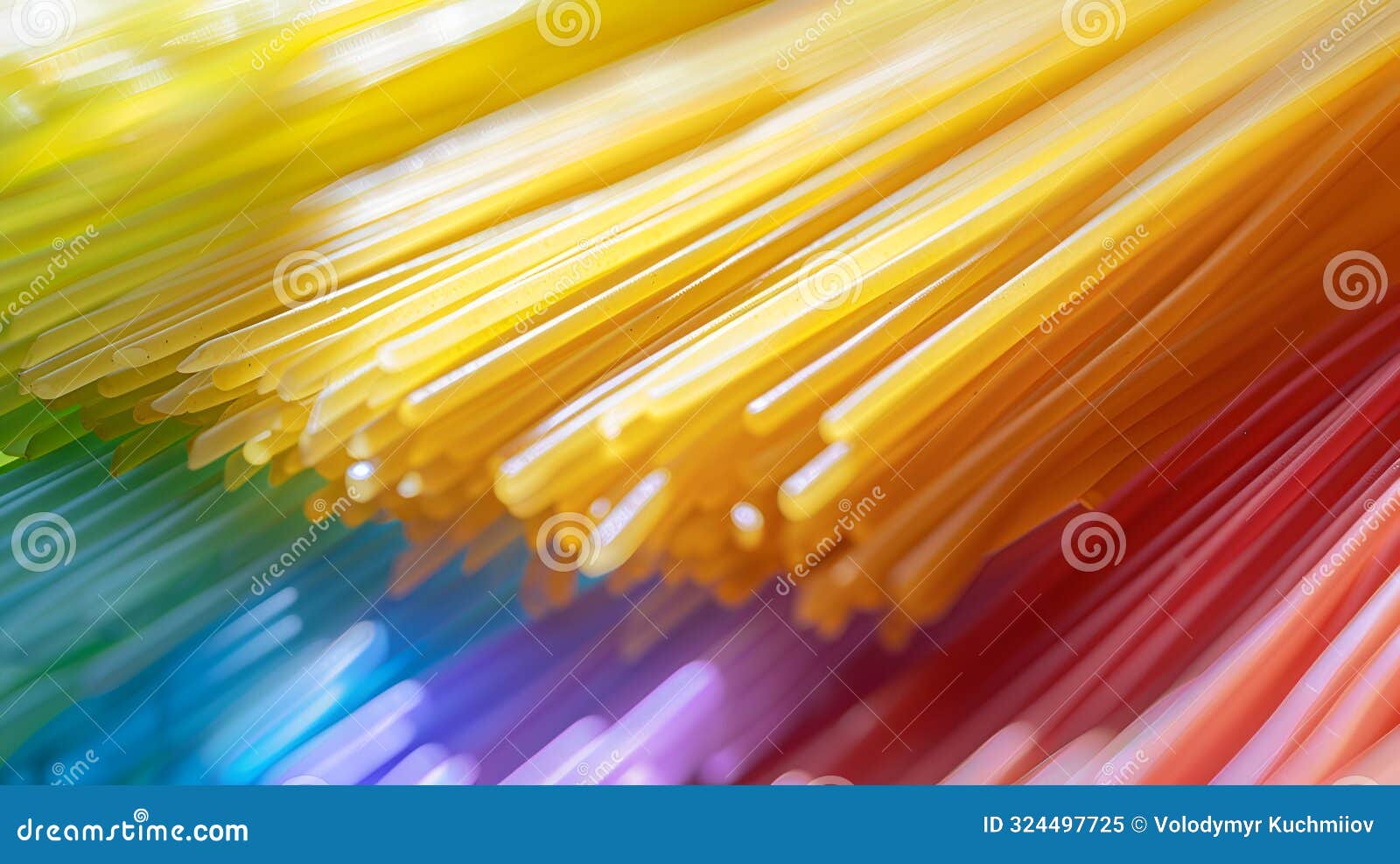 Spaghetti Stretched Lengthwise, a Rainbow-colored Light Falls on the ...