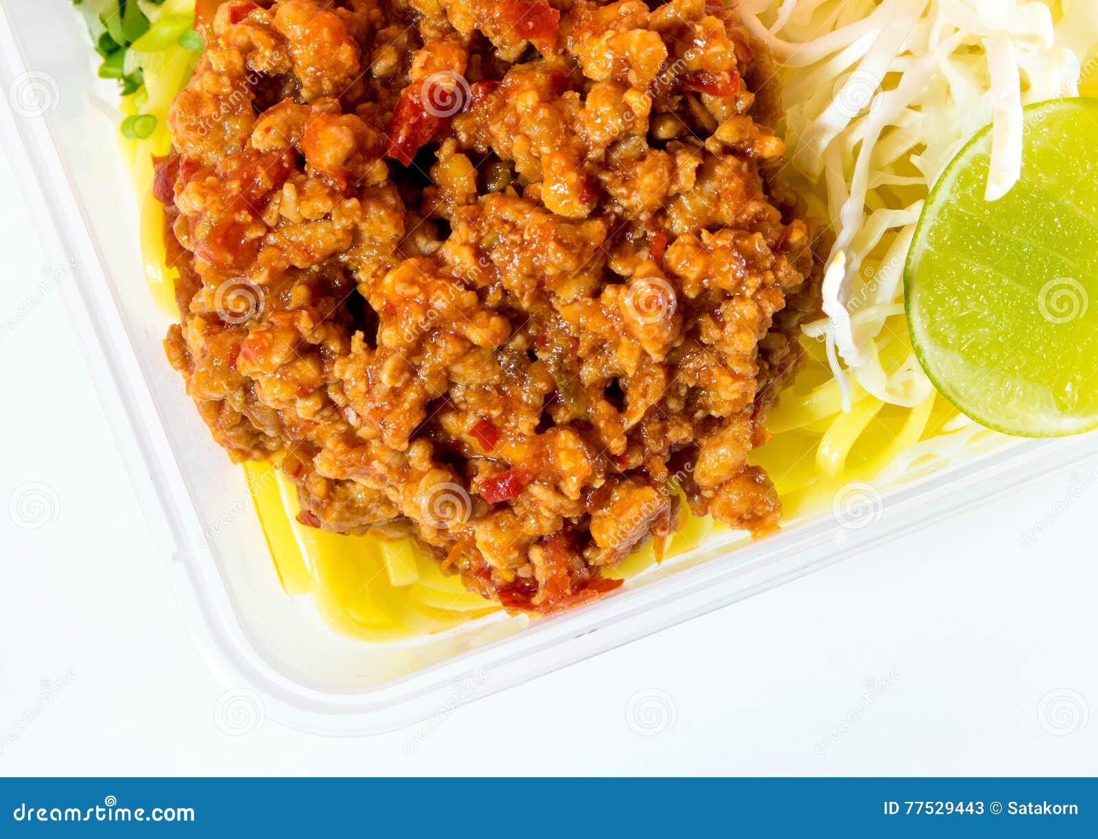 Spaghetti / Take Home Food in Plastic Packaging Stock Image - Image of ...