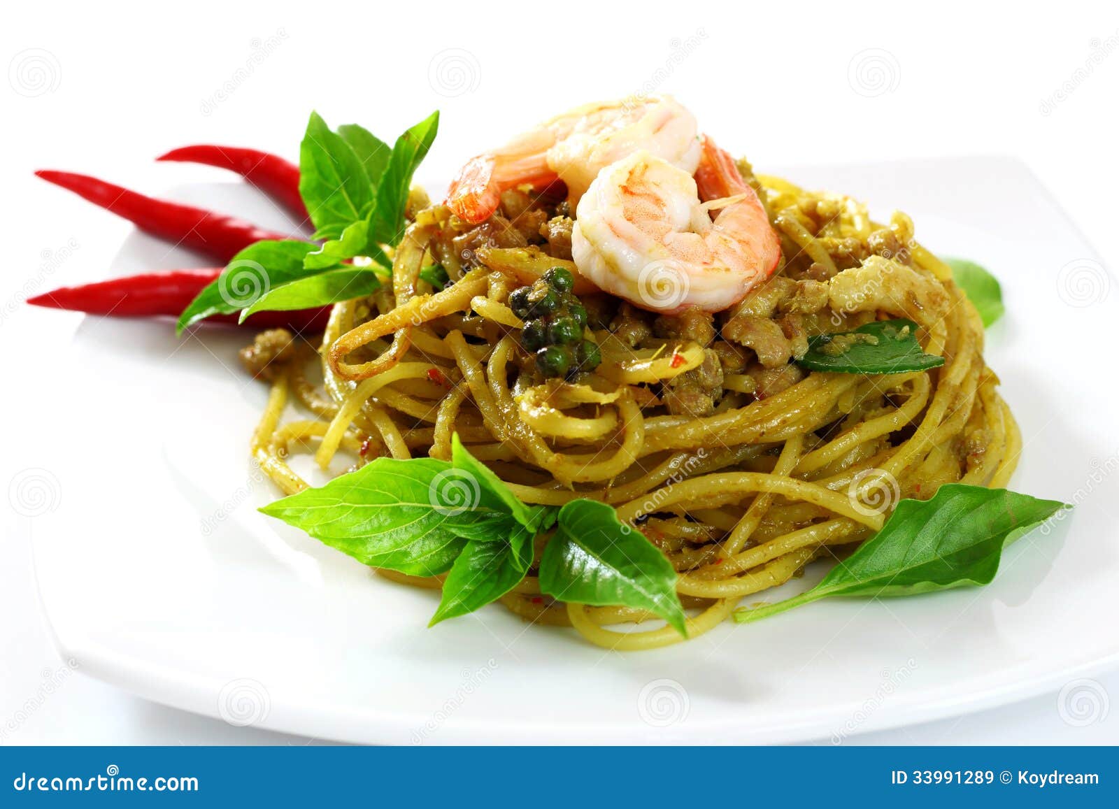 Spaghetti thai style. stock image. Image of spice, calorie - 33991289