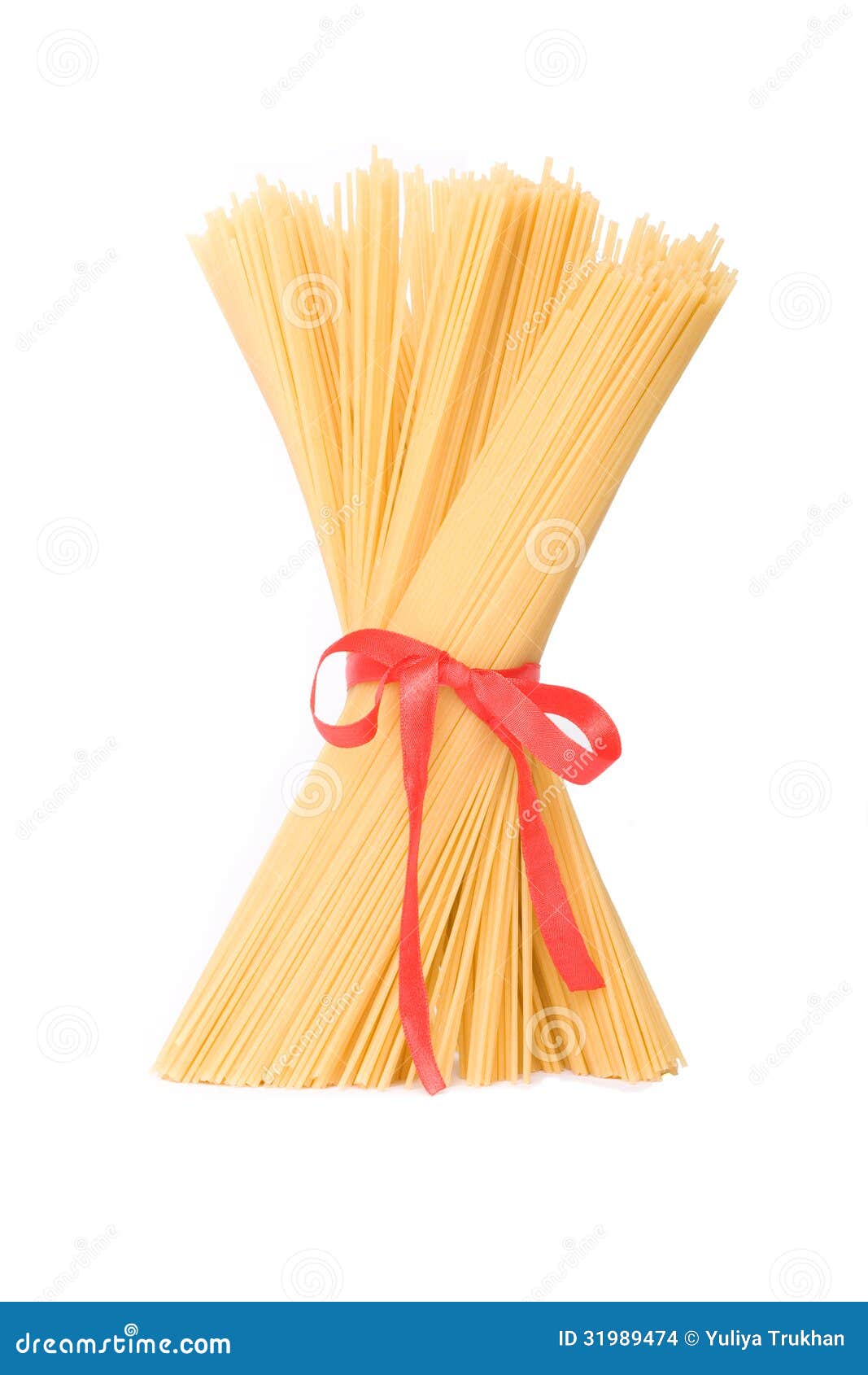 Spaghetti Tied Up with Red Ribbon Stock Photo - Image of yellow ...