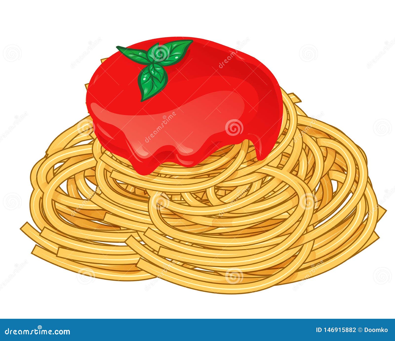Spaghetti with Tomato and Basil Stock Vector - Illustration of food ...
