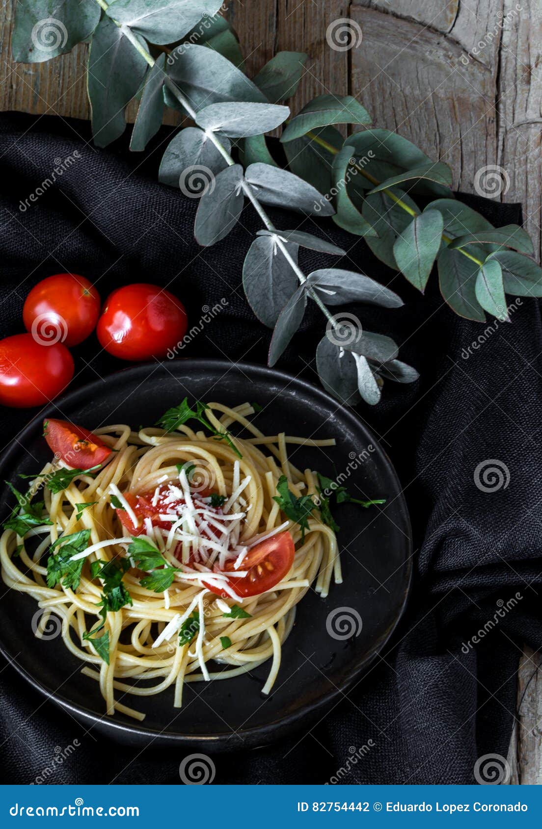 Spaghetti with Tomato Cheese and Oregano Stock Photo - Image of ...