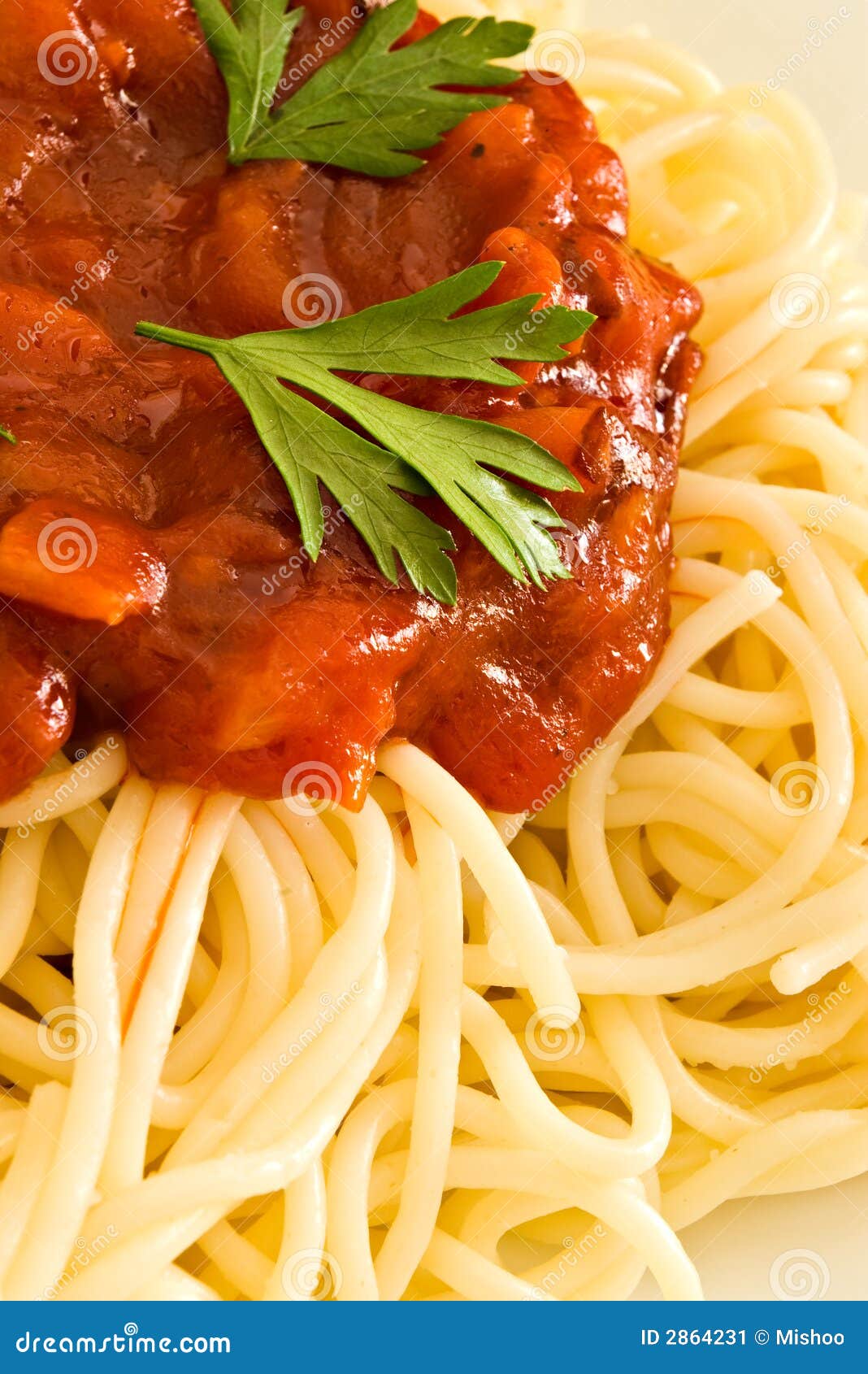 Spaghetti and tomato sauce stock image. Image of basil - 2864231