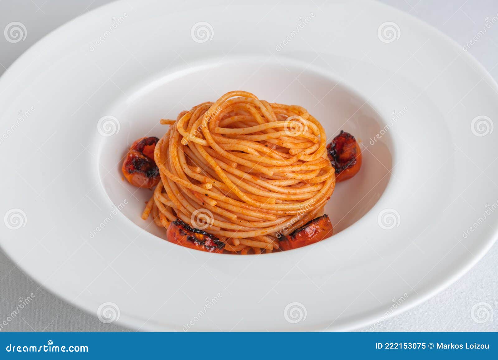 Spaghetti with Tomato Sauce and Burned Tomatos Stock Image - Image of ...