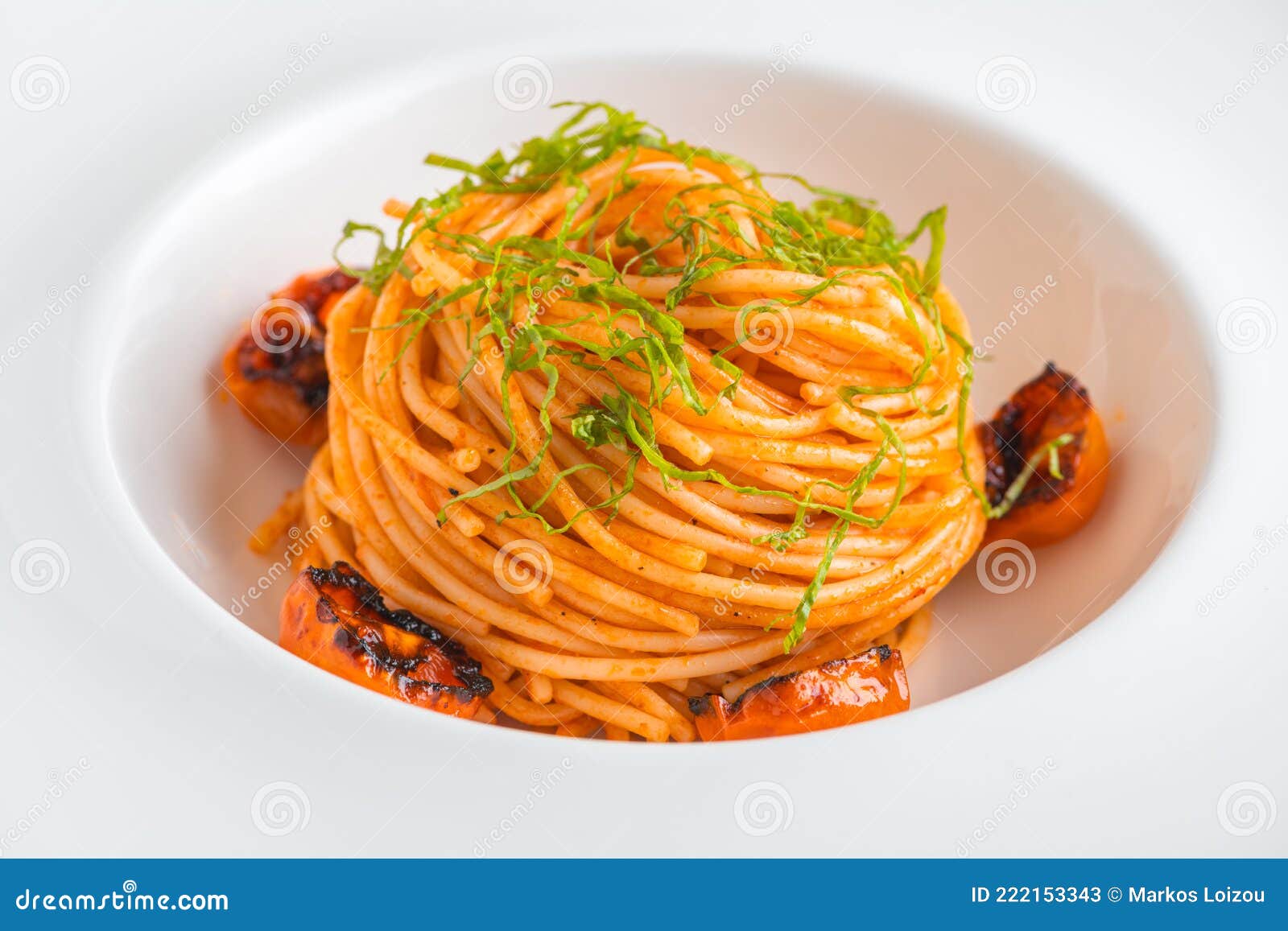 Spaghetti with Tomato Sauce and Burned Tomatos Stock Image - Image of ...