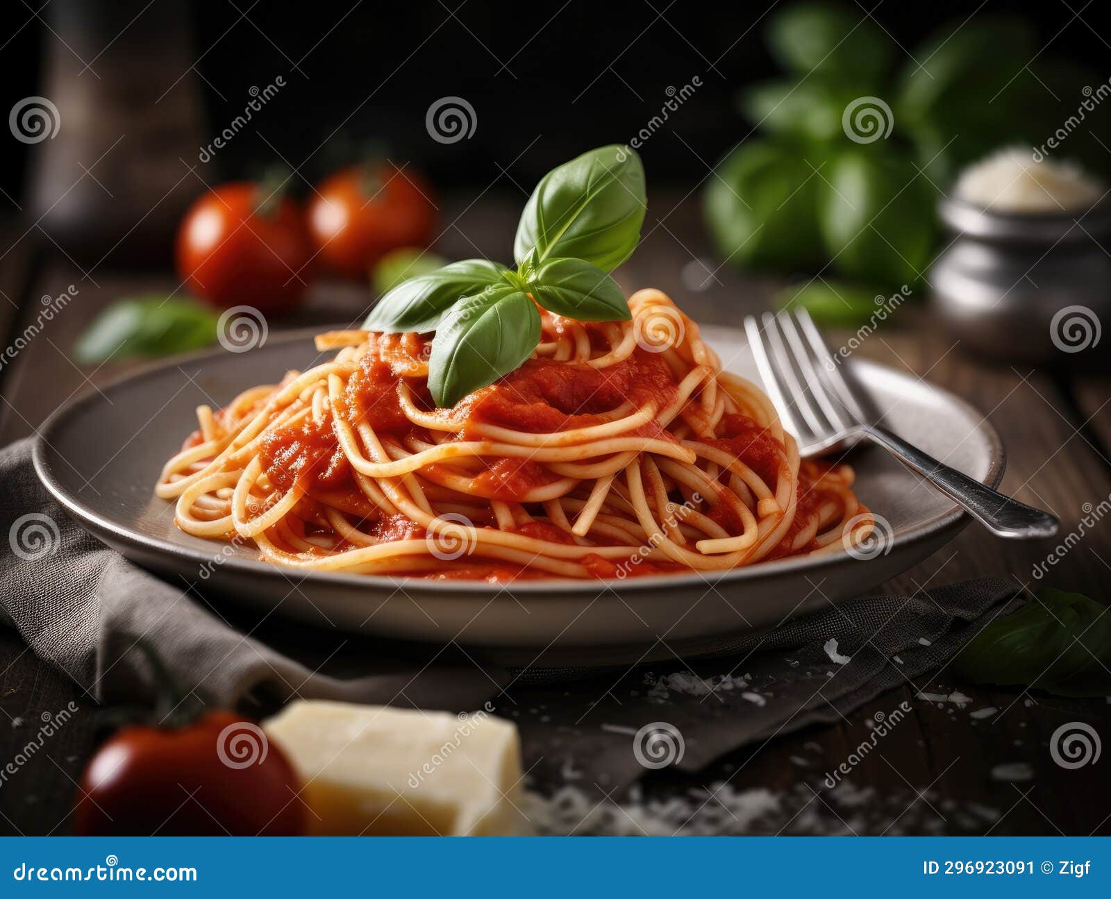 Spaghetti with Tomato Sauce on a Plate Stock Illustration ...