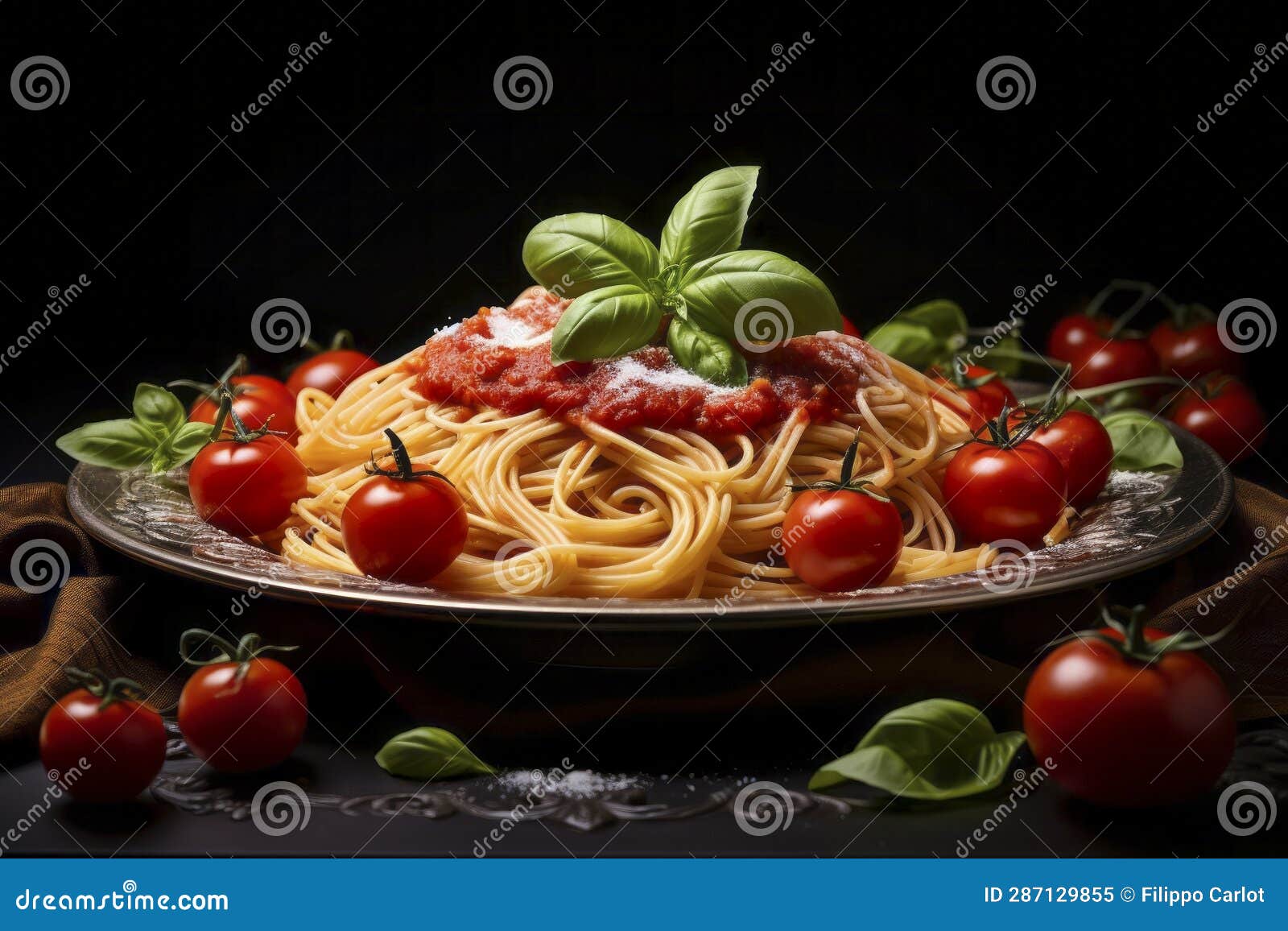 Spaghetti with Tomato Sauce Rustic Presentation Stock Image - Image of ...