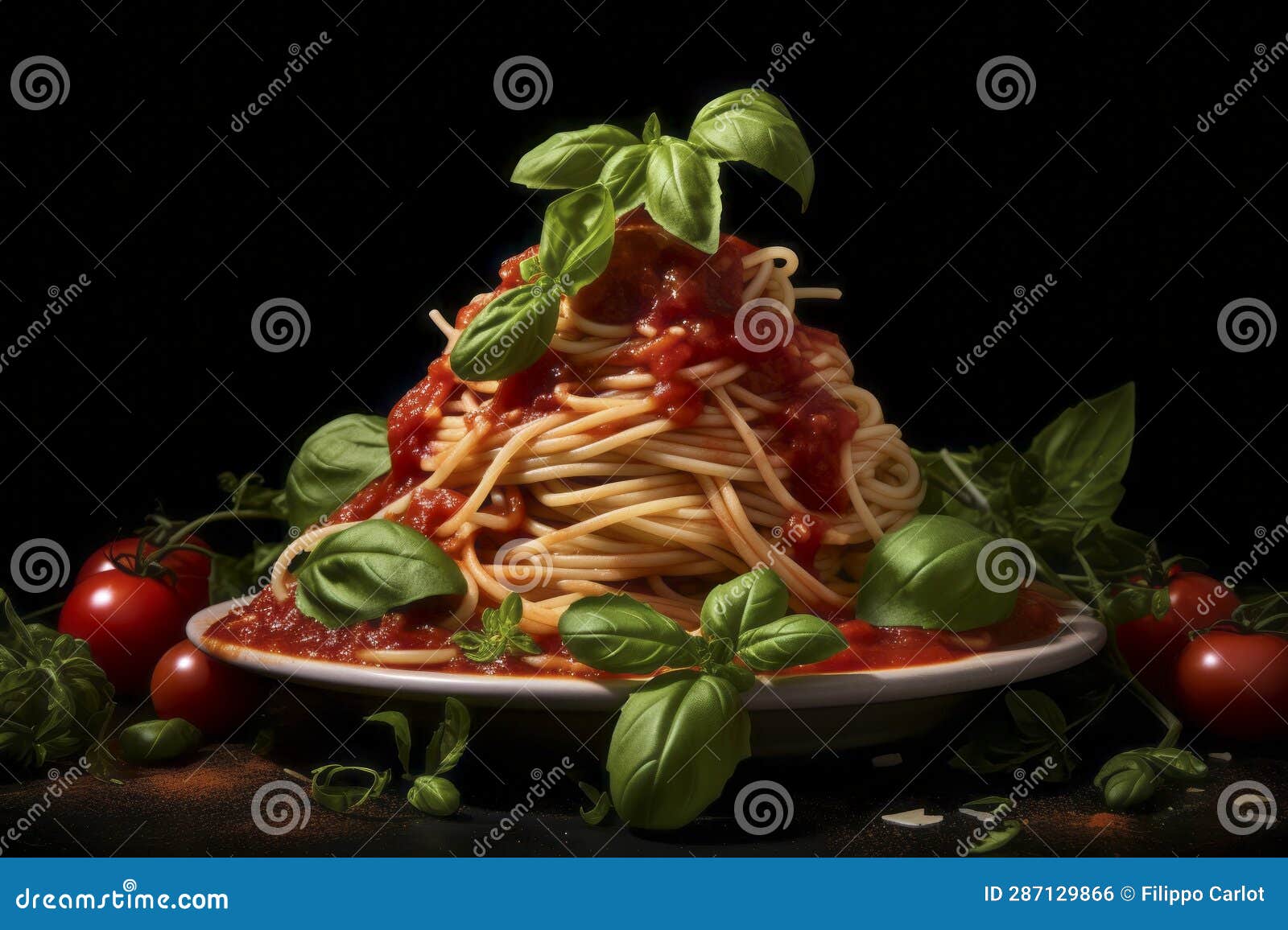 Spaghetti with Tomato Sauce Rustic Presentation Stock Photo - Image of ...