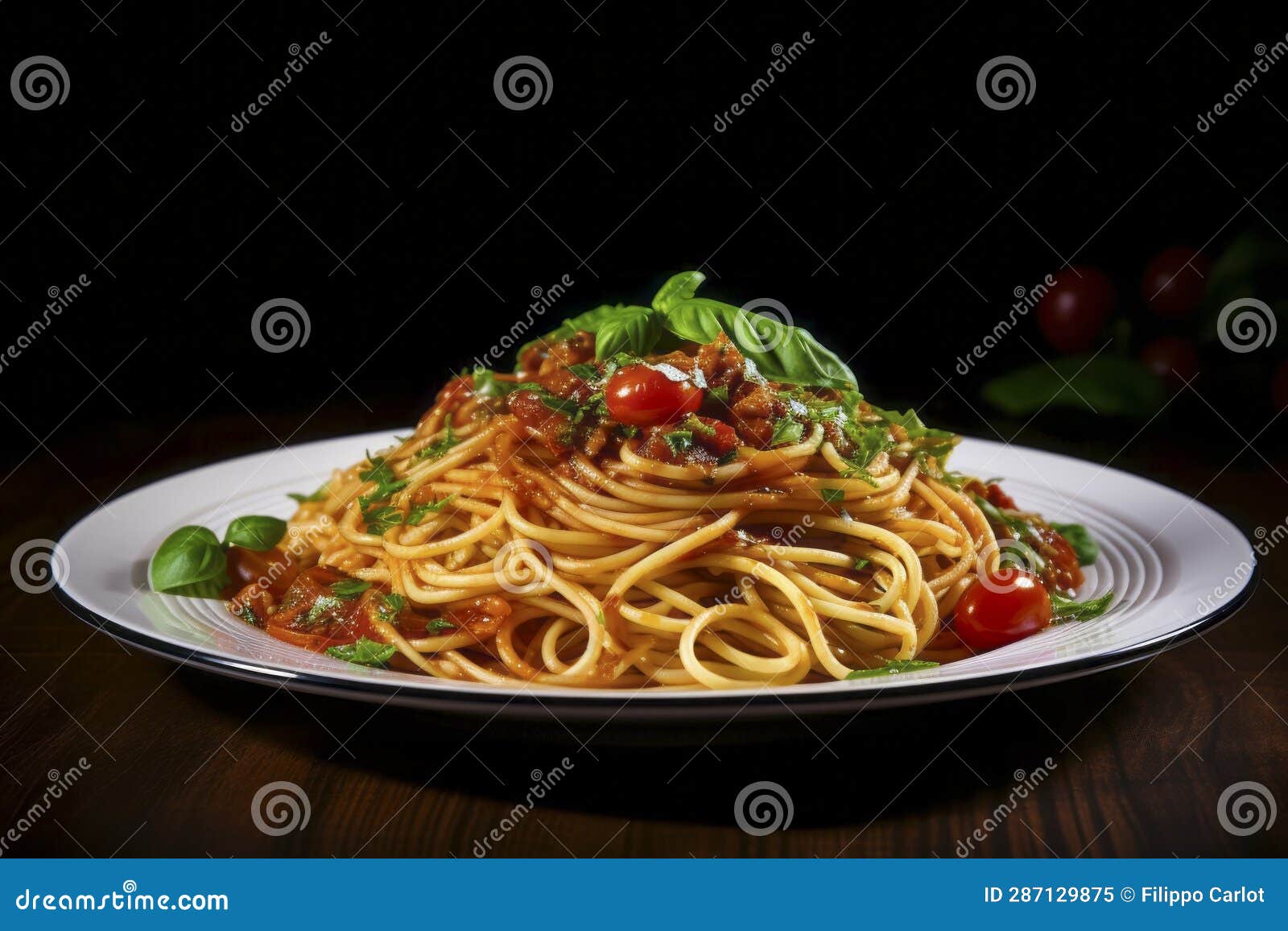 Spaghetti with Tomato Sauce Rustic Presentation Stock Image - Image of ...