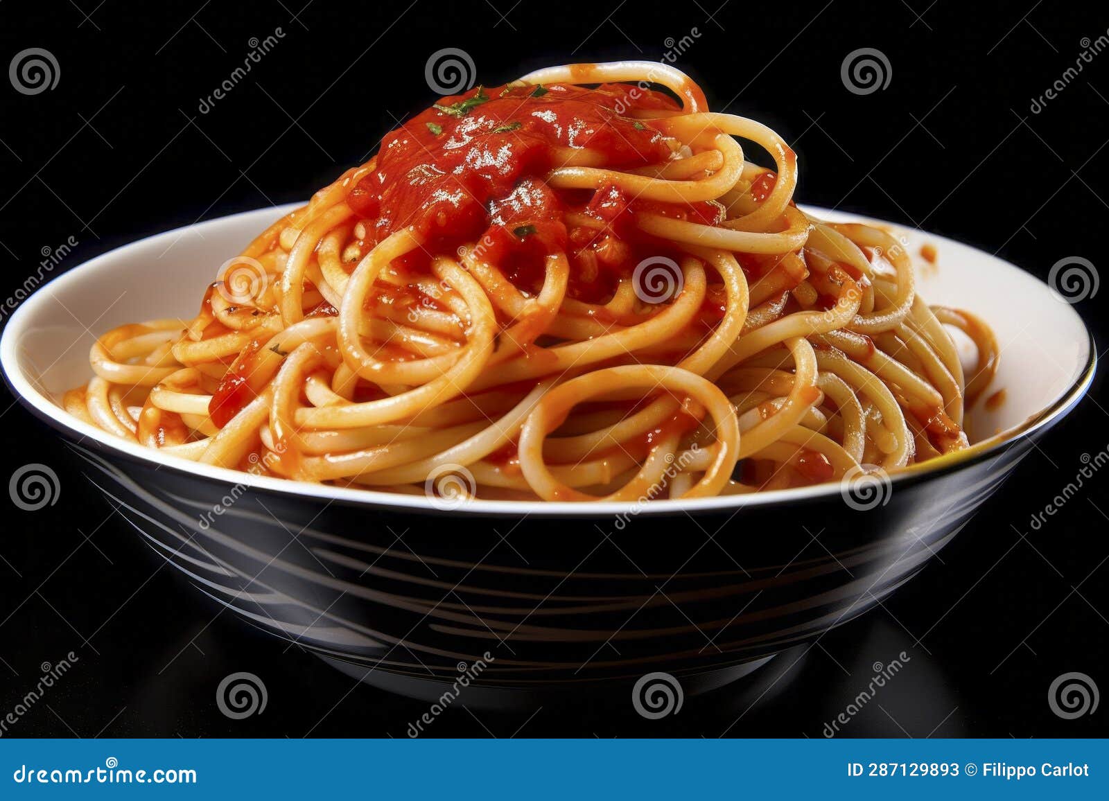 Spaghetti with Tomato Sauce Rustic Presentation Stock Illustration ...