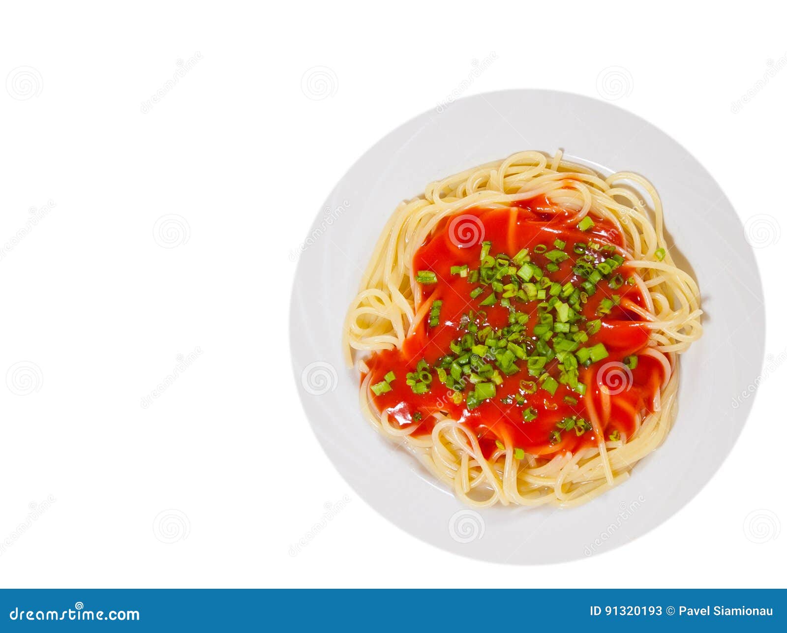 Spaghetti with Tomato Sauce. Top View Stock Image - Image of italian ...