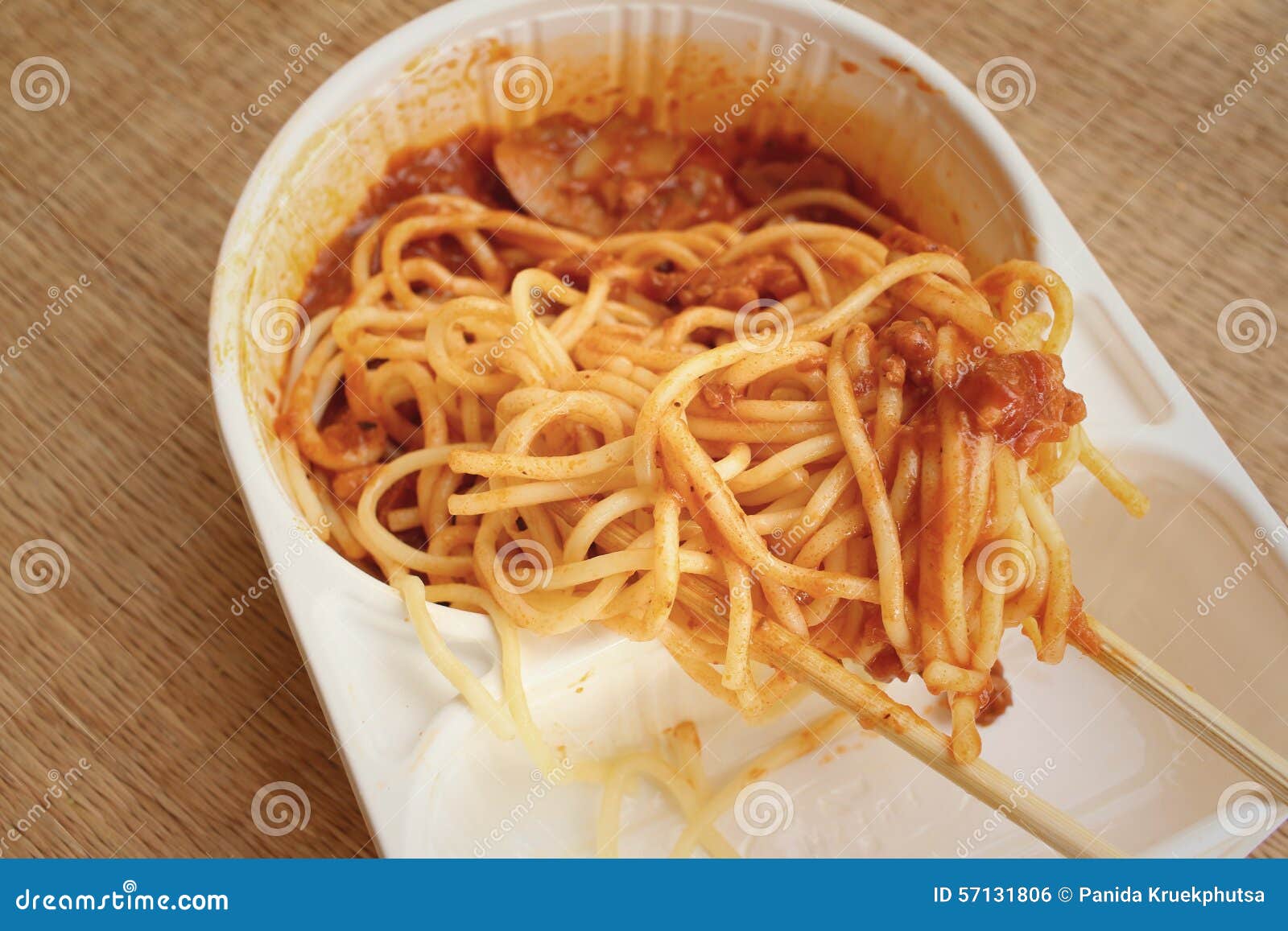 Spaghetti with Tomatoes Sauce in Lunch Box. Stock Photo - Image of meat ...
