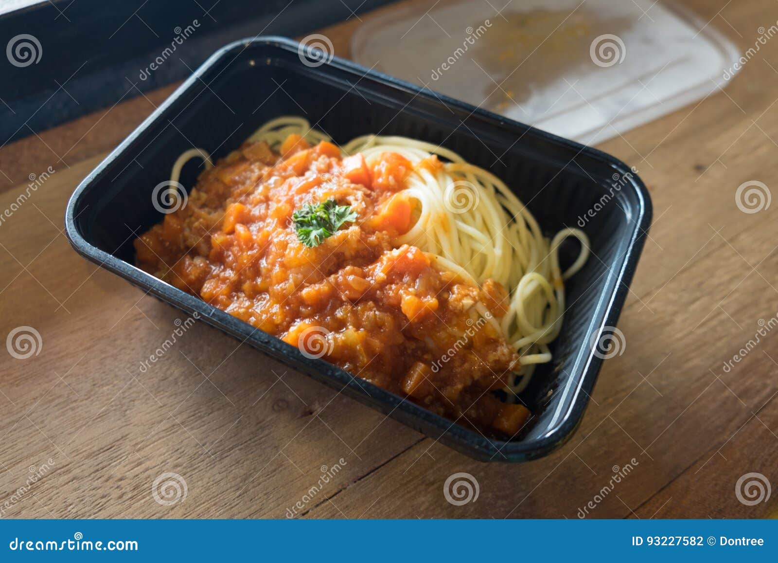 Spaghetti with Tomatoes Sauce in Lunch Box Stock Photo - Image of ...