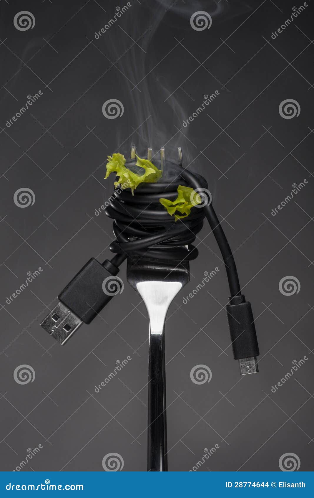 Spaghetti USB Cable on Fork Stock Photo - Image of food, communicate ...