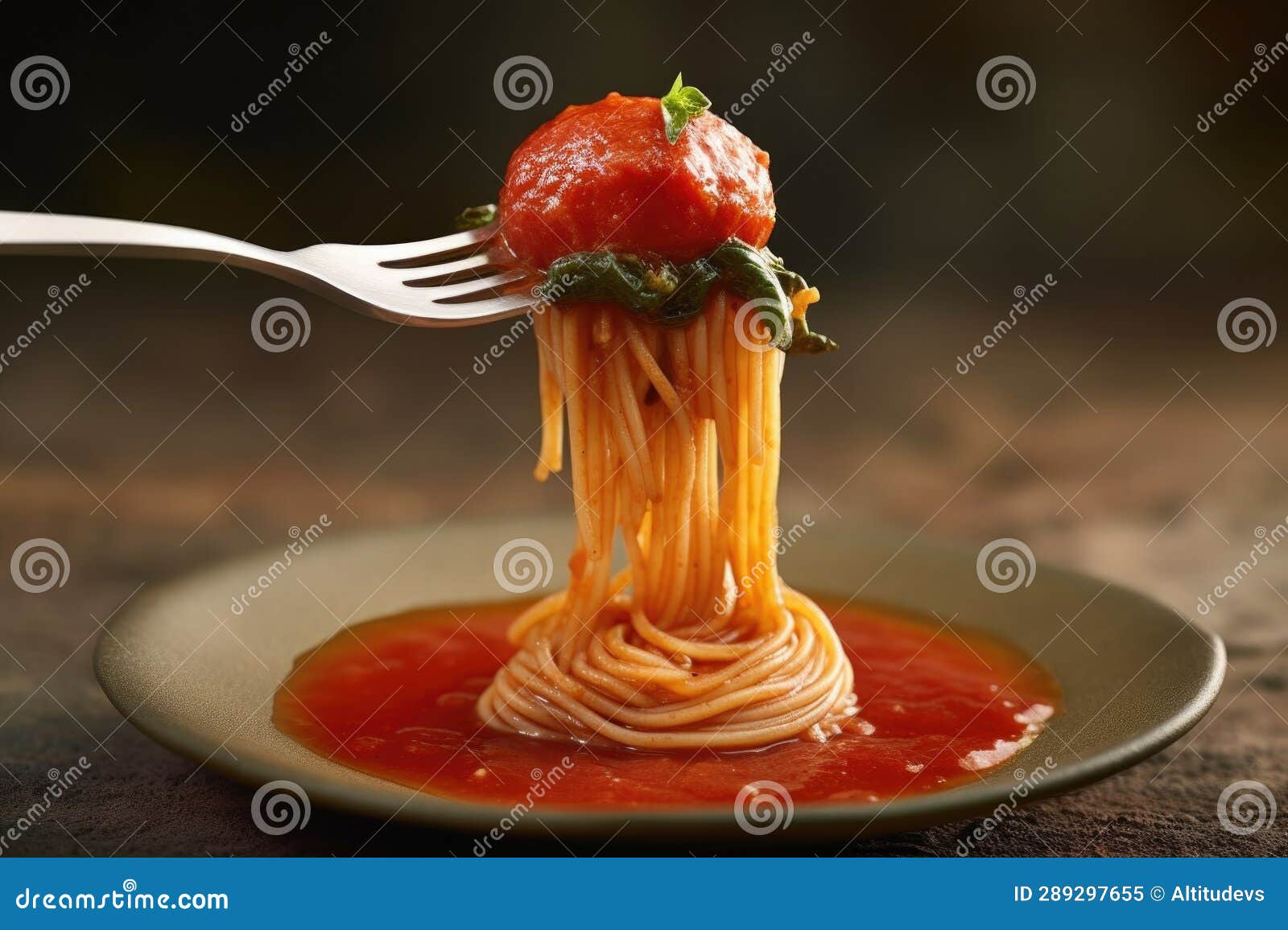 Spaghetti Wrapped Around a Fork with Tomato Sauce Stock Image - Image ...