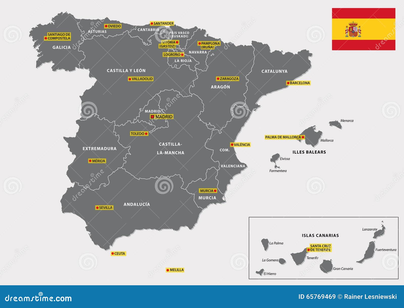 Spain administrative map stock illustration. Illustration of ...
