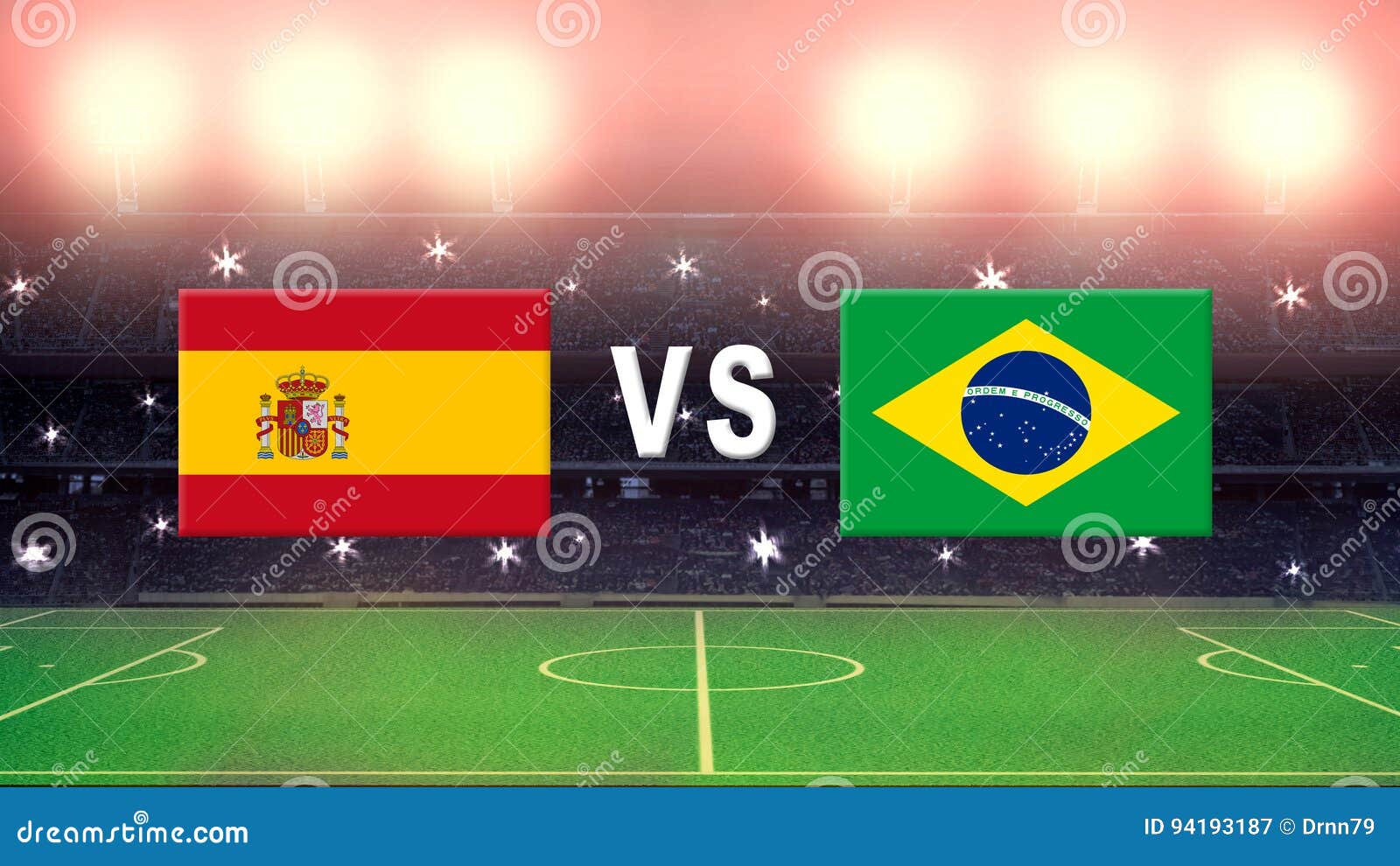 Spain Against Brazil in a Soccer Game Stock Illustration - Illustration ...