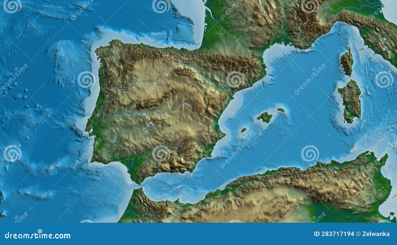 Spain area. Physical map stock illustration. Illustration of spain ...