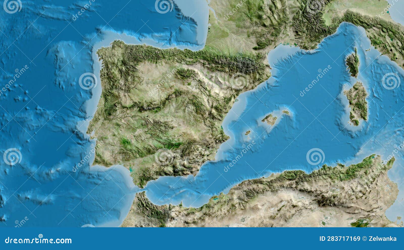 Spain area. Satellite map stock illustration. Illustration of earth ...