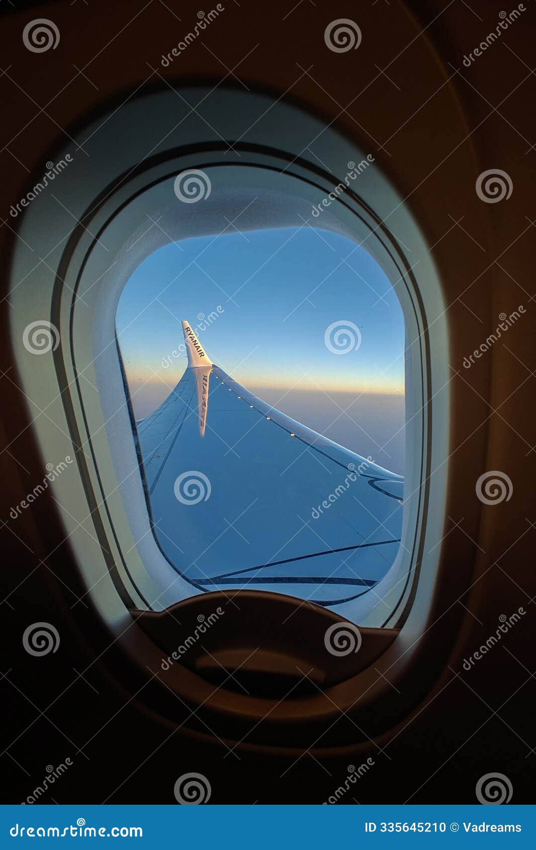 Spain - August 07, 2024: Ryanair Airplane Flight. View through Airplane ...