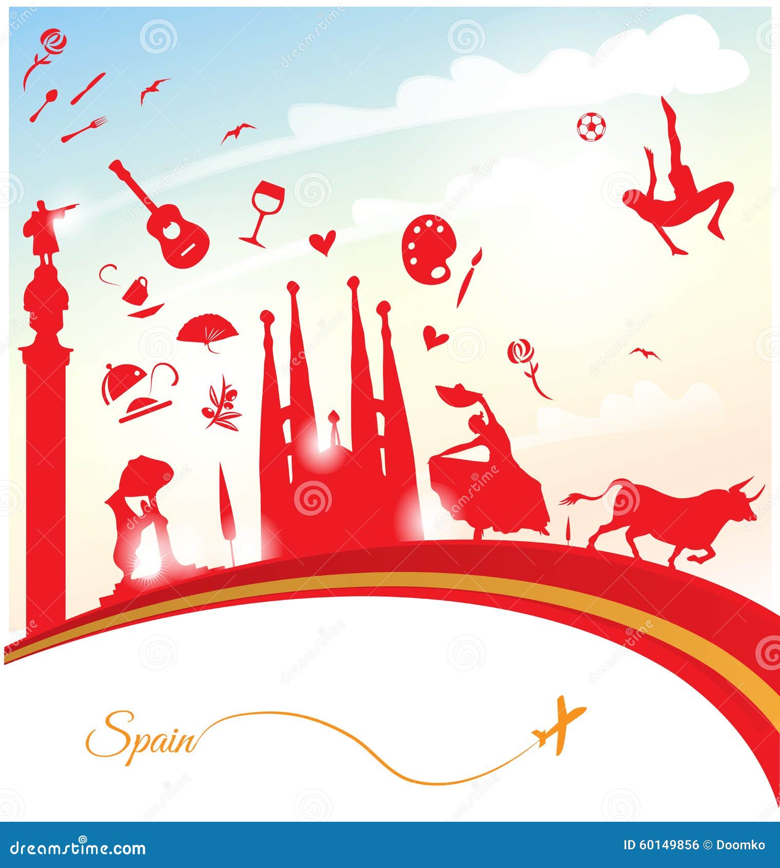Spain Background Design. Spanish Traditional Sticker Symbols And ...