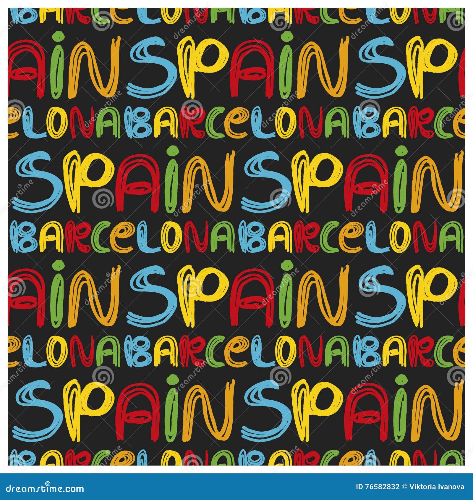 Spain and Barcelona Pattern Stock Vector - Illustration of random ...