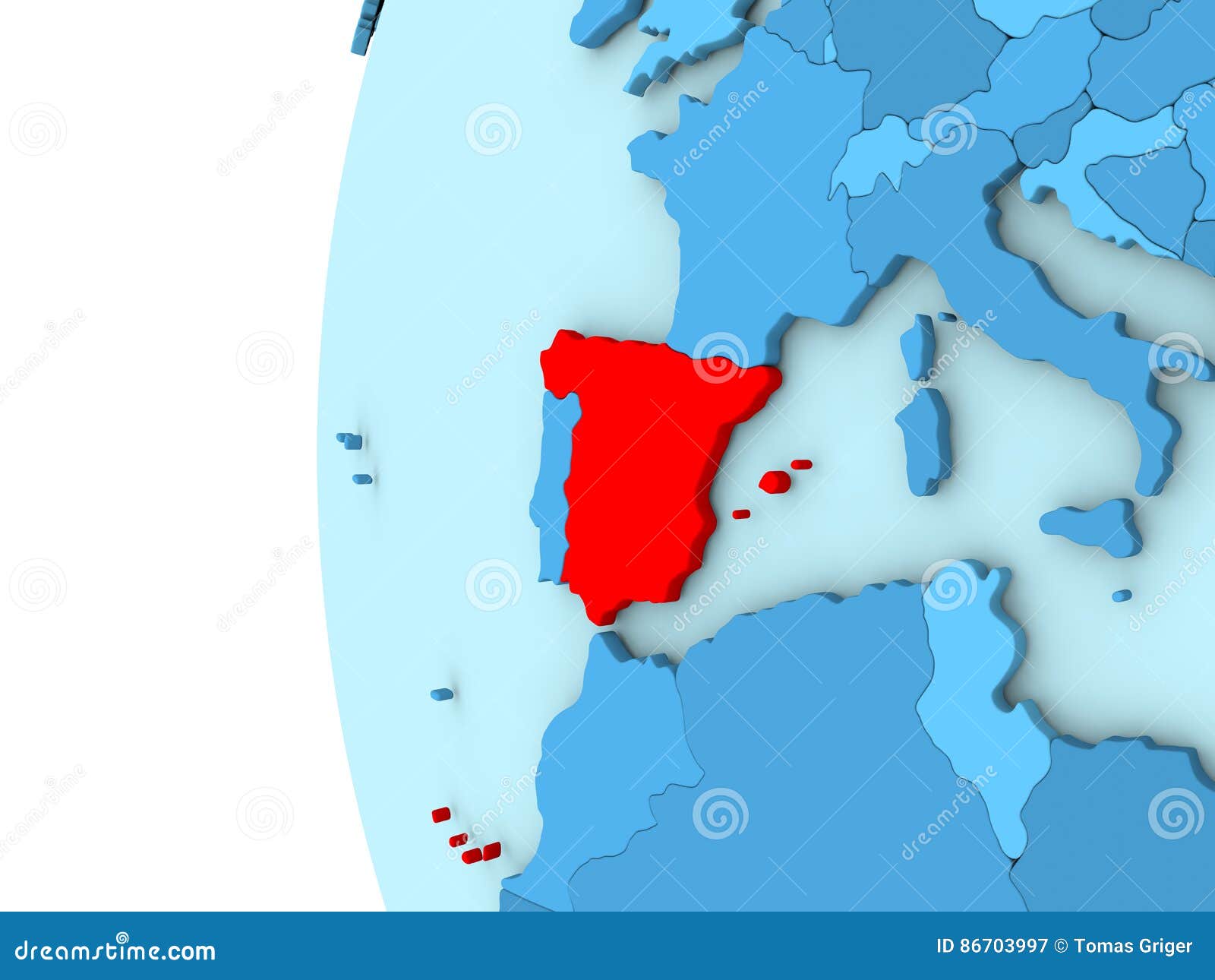 Spain on blue globe stock illustration. Illustration of higlighted ...