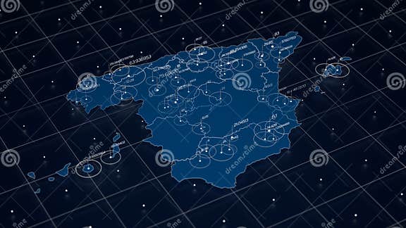 Spain Blue Map Big Data Visualization. Futuristic Map Infographic ...