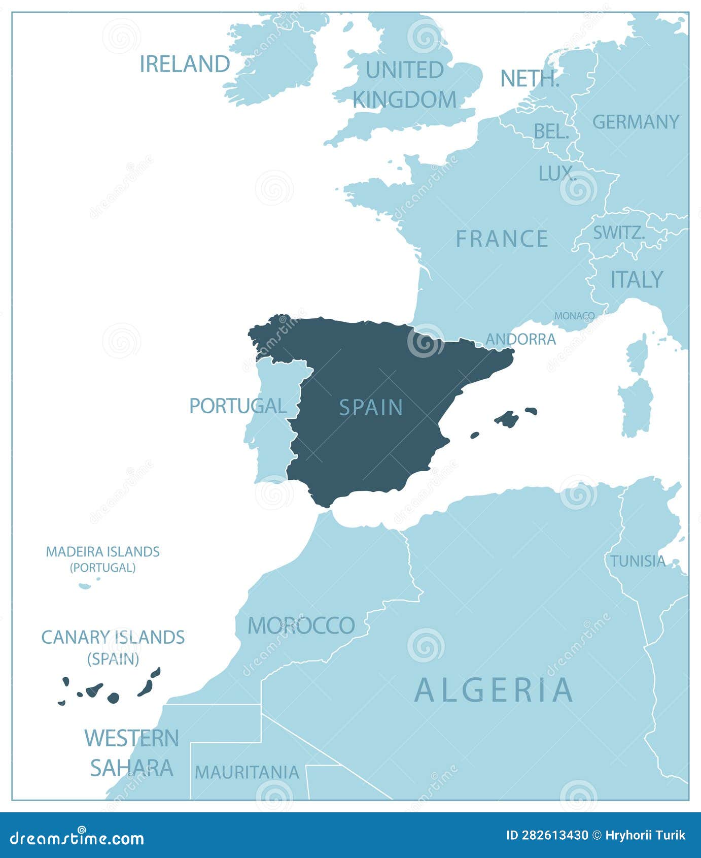 Spain Blue Map Big Data Visualization. Futuristic Map Infographic ...