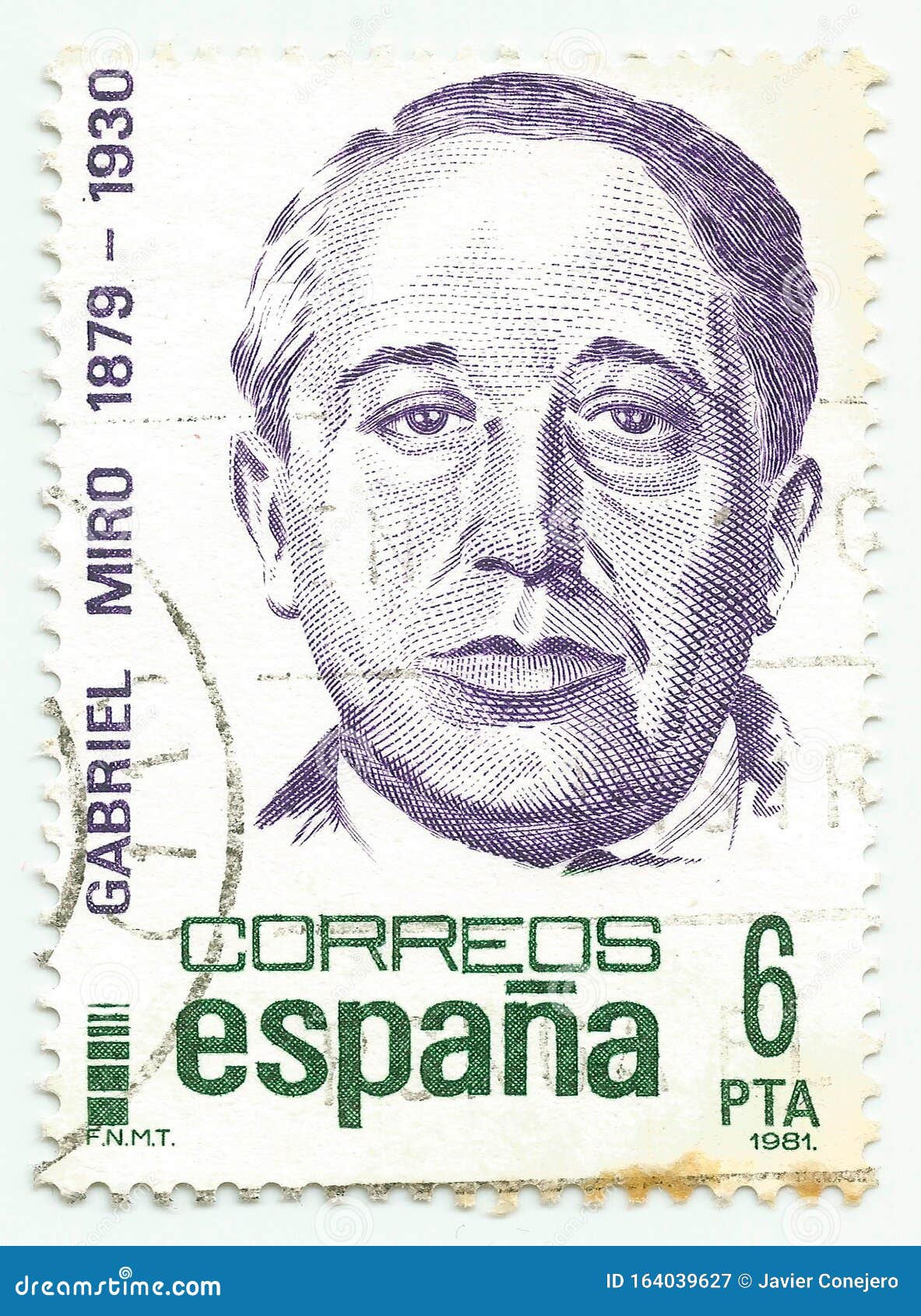 SPAIN - CIRCA 1981; Stamp Printed in Spain Shows Autor Gabriel Miro ...