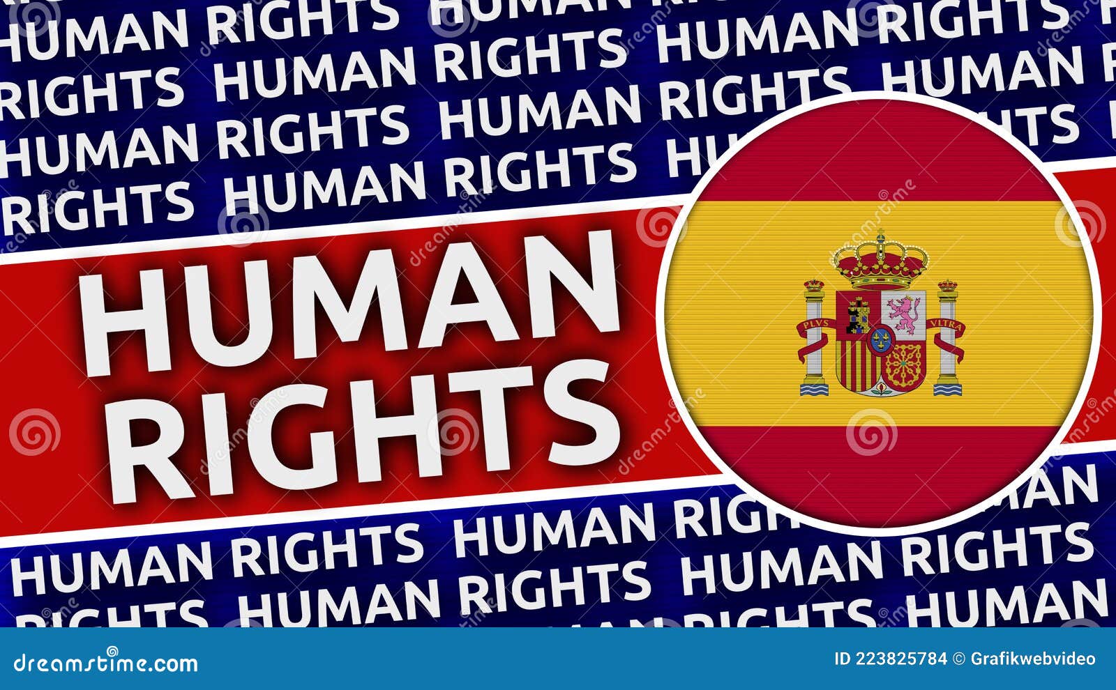 Spain Circular Flag with Human Rights Titles Stock Illustration ...