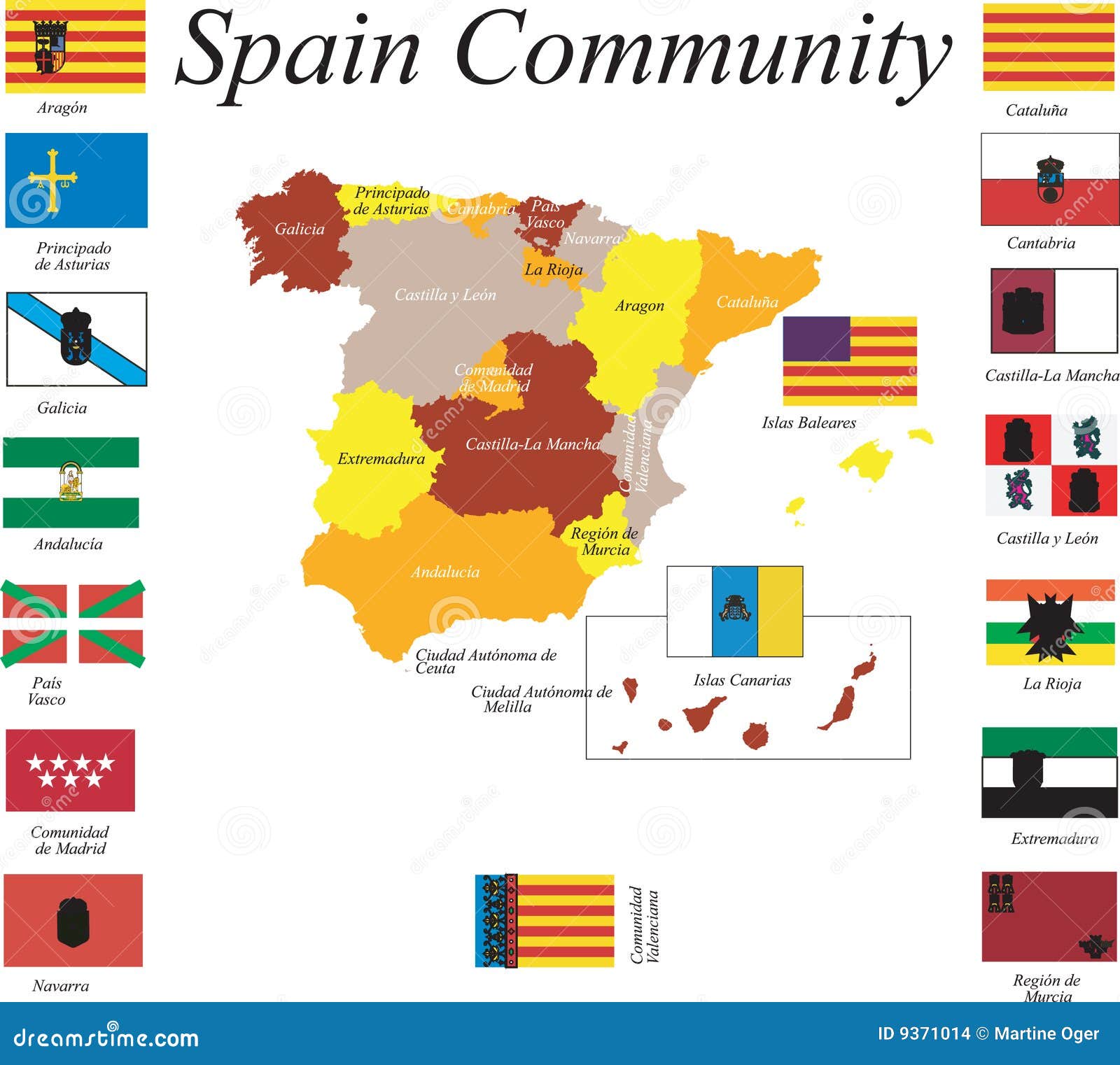 Spain Community. stock vector. Illustration of baleares - 9371014