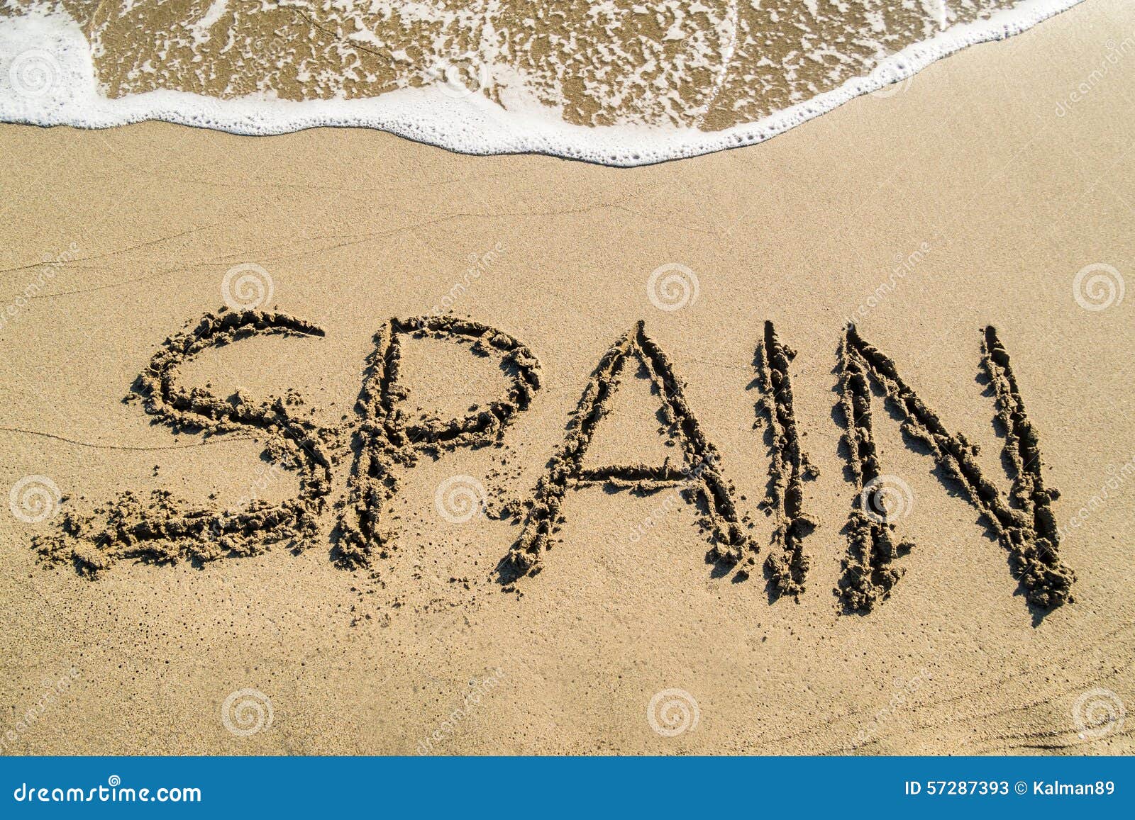 Spain - Concept Text on Beach Stock Image - Image of letters, outline ...
