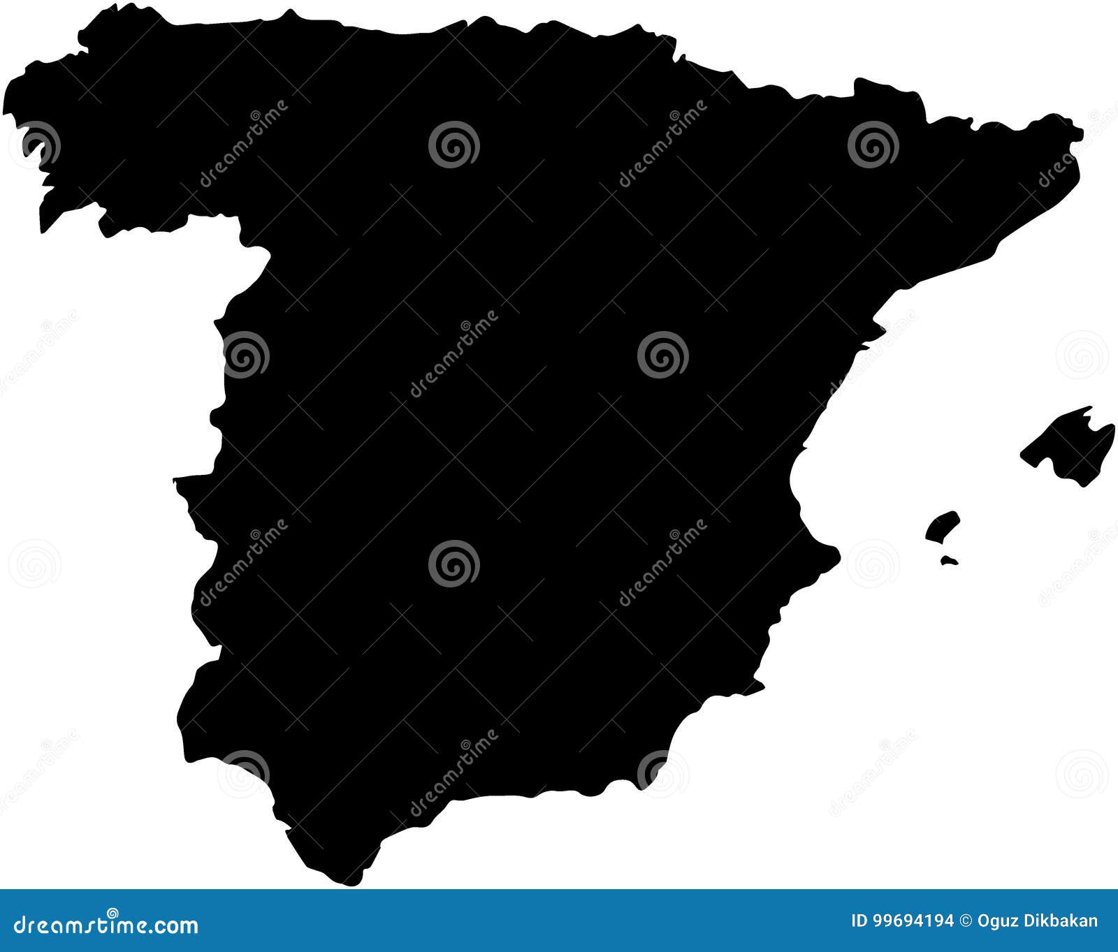 Spain Country Map Illustration Black Stock Illustration - Illustration ...