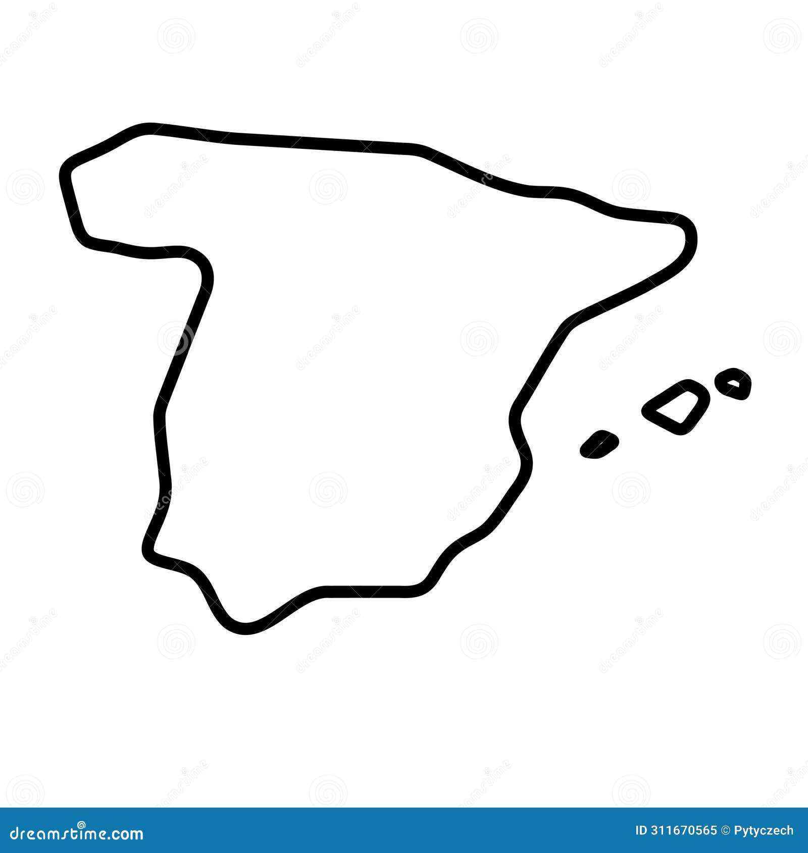 Spain Simplified Vector Outline Map Stock Vector - Illustration of ...