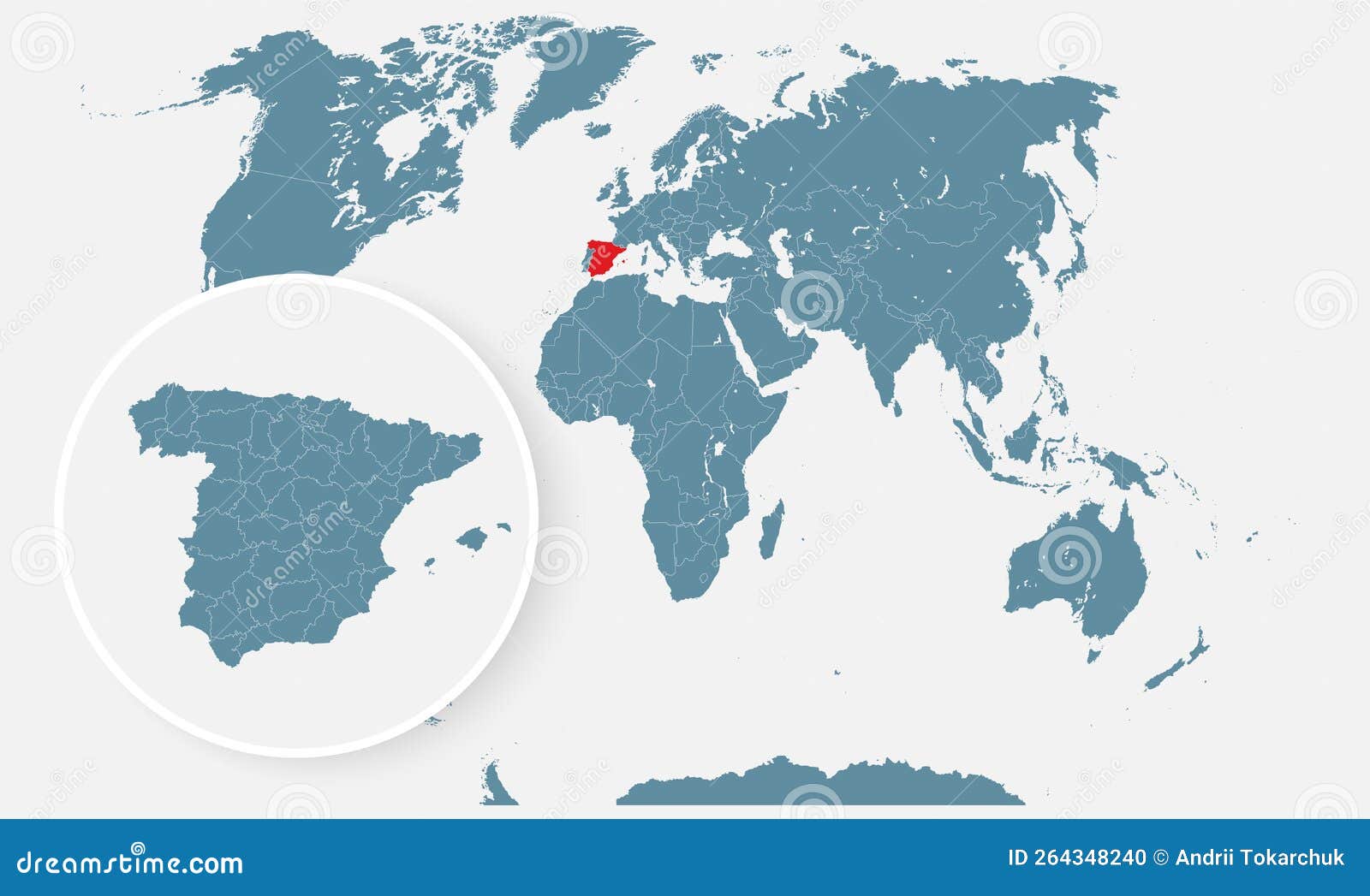 Spain Country on World Map, Vector Template Stock Vector - Illustration ...