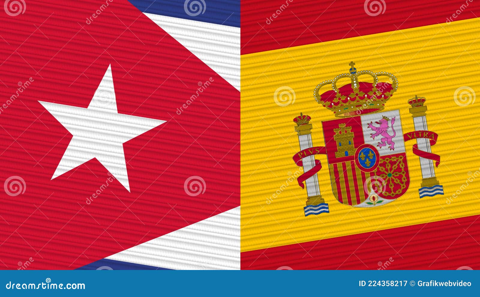 Spain and Cuba Two Half Flags Together Stock Illustration ...