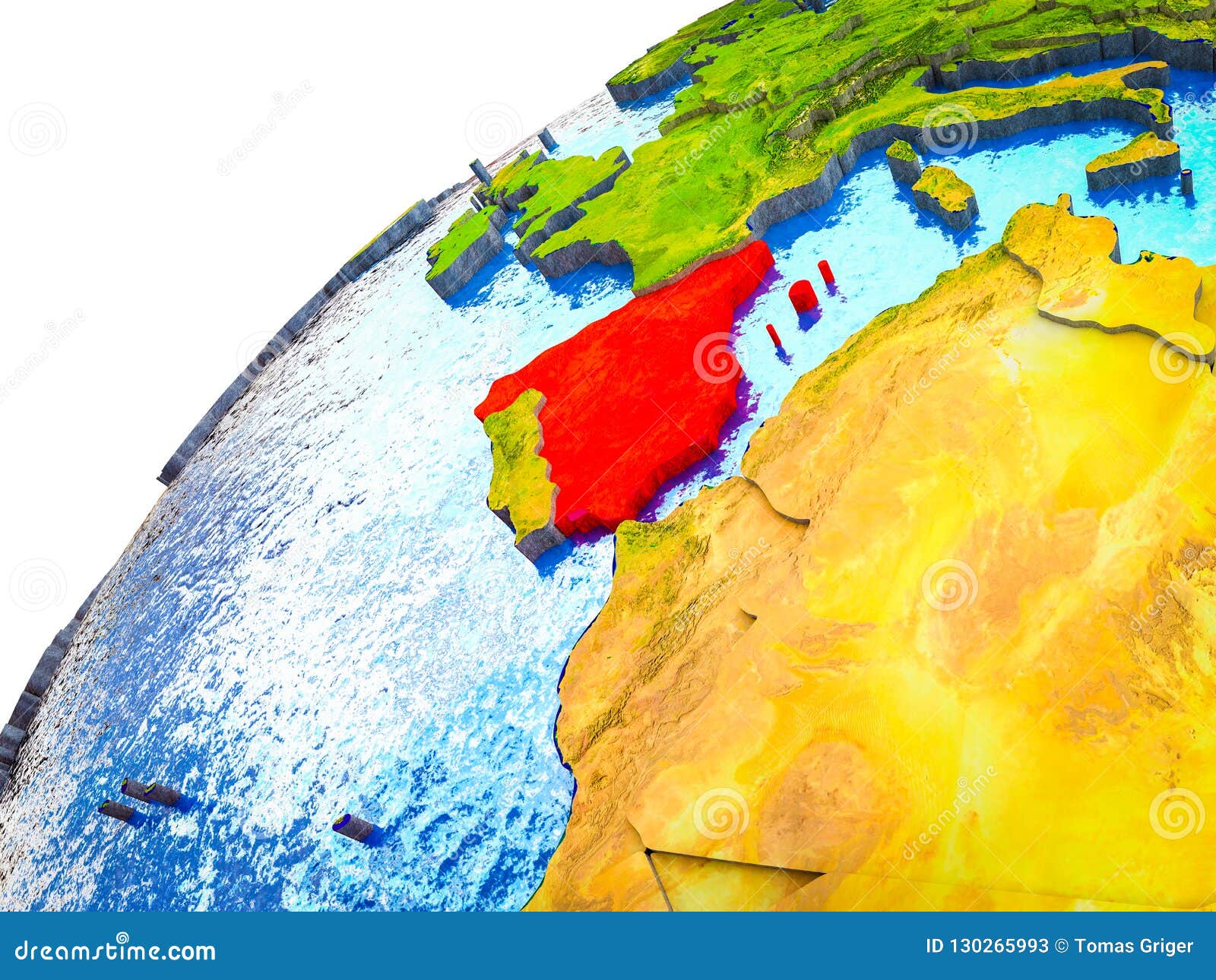 Spain on 3D Earth stock illustration. Illustration of spain - 130265993