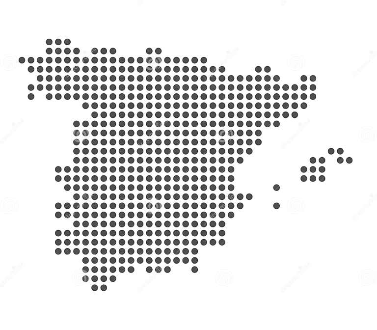 Spain - Dotted Map. Map Formed by Dots Stock Illustration ...