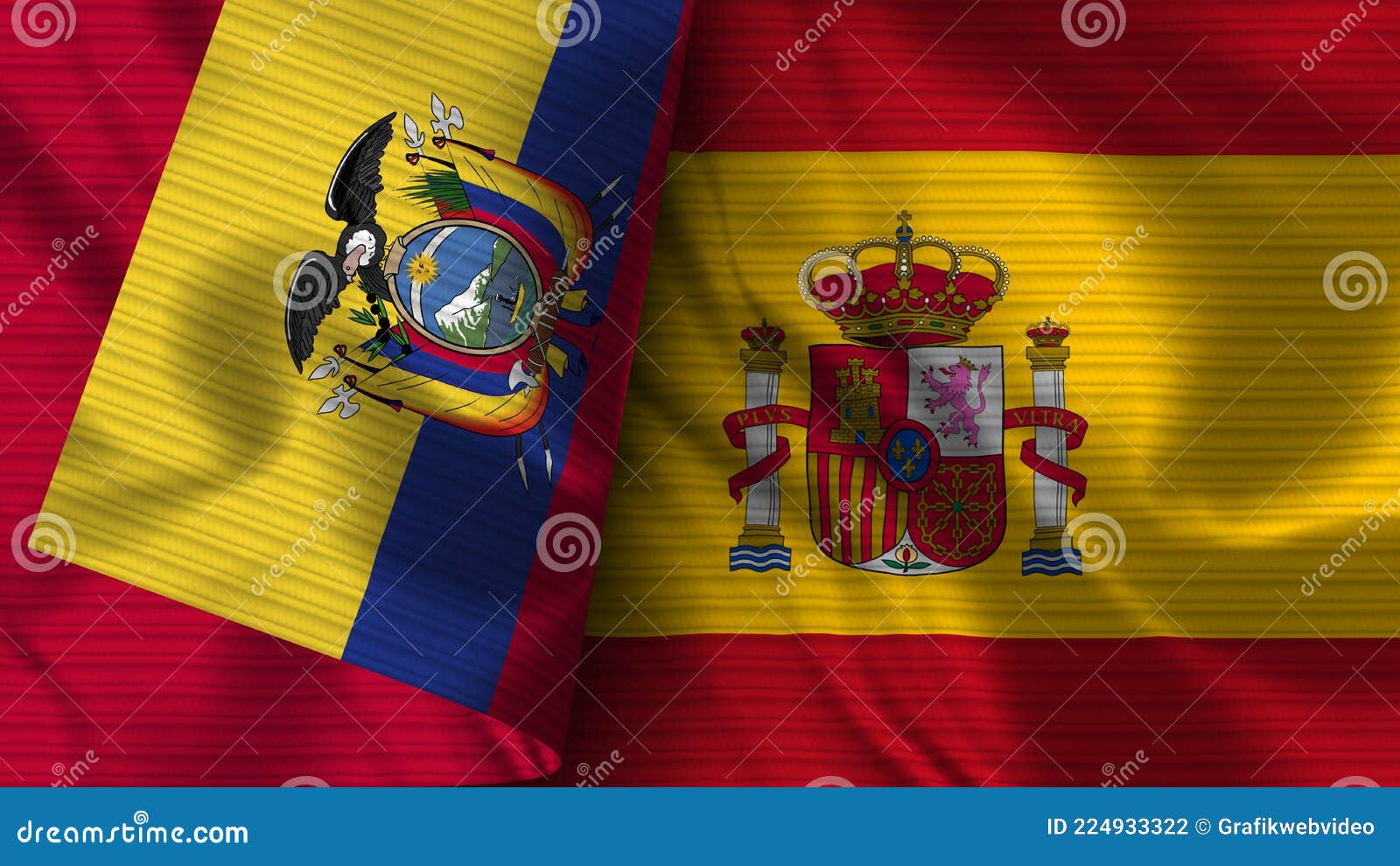 Spain and Ecuador Realistic Flag â€“ Fabric Texture Illustration Stock ...