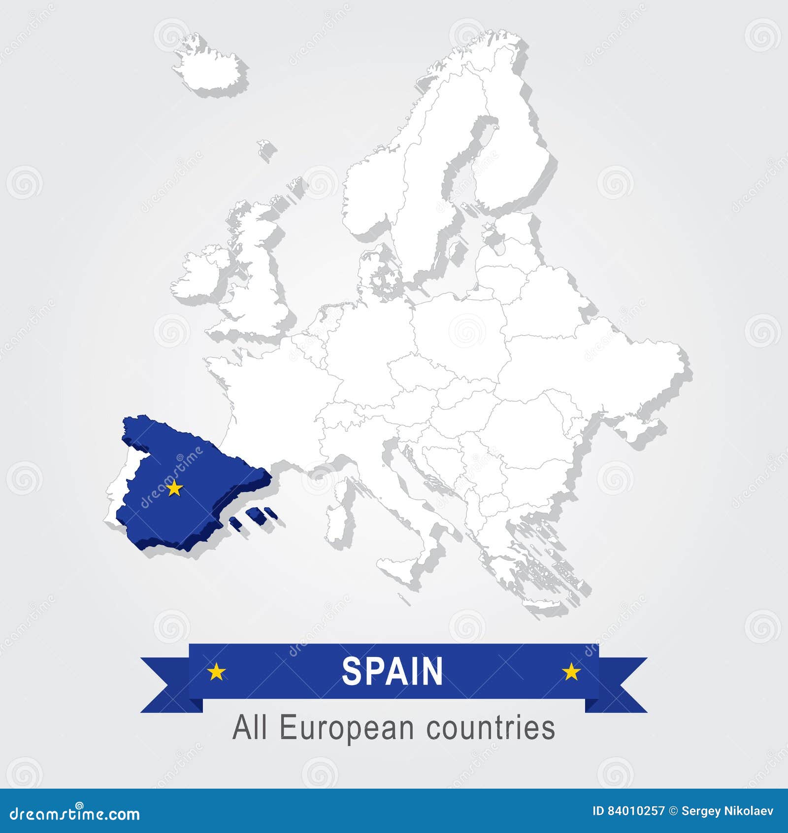 Spain. Europe Administrative Map. Cartoon Vector | CartoonDealer.com ...